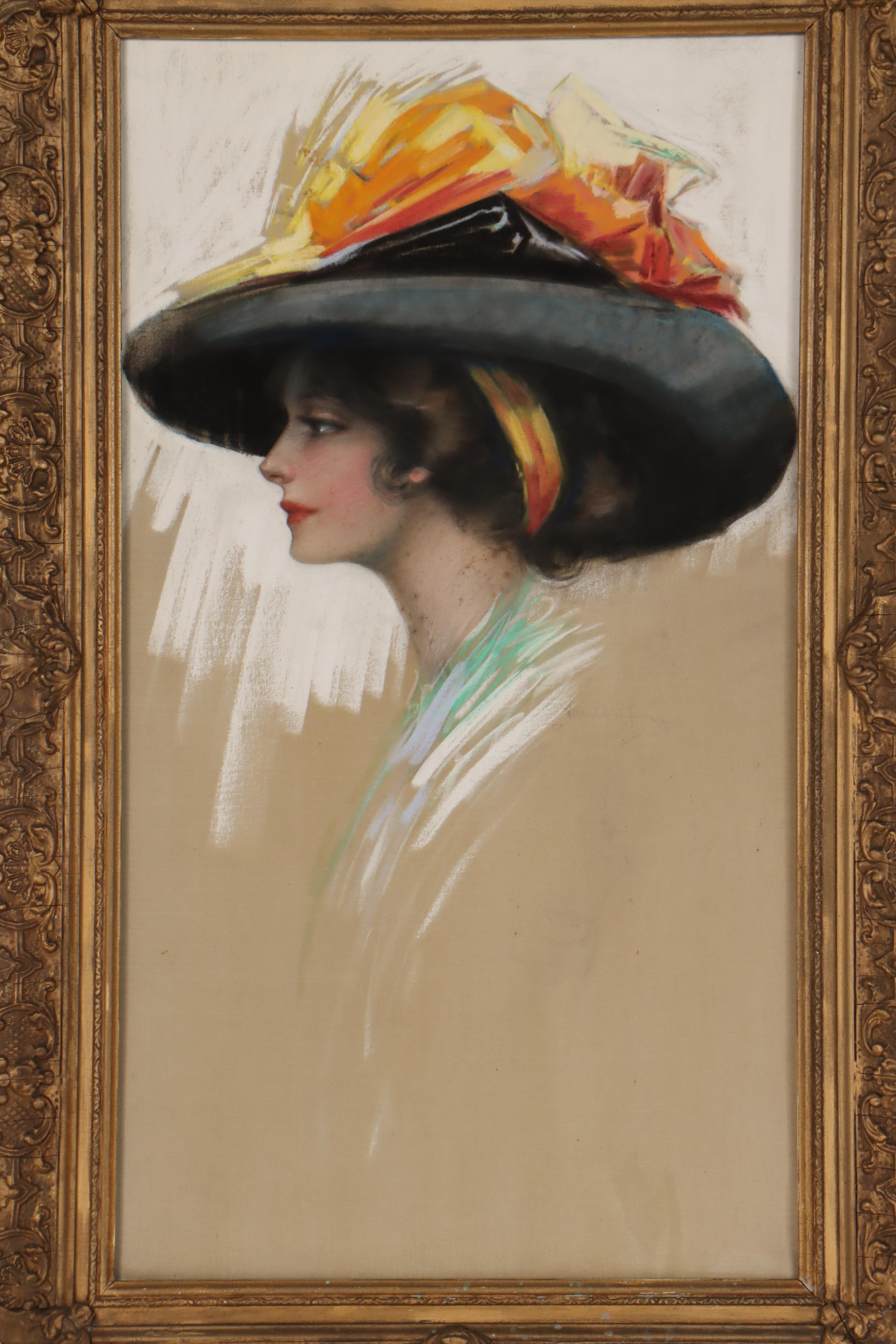 Hamilton King Pastel Drawing "Portrait de Femme au Grand Chapeau" | EBTH