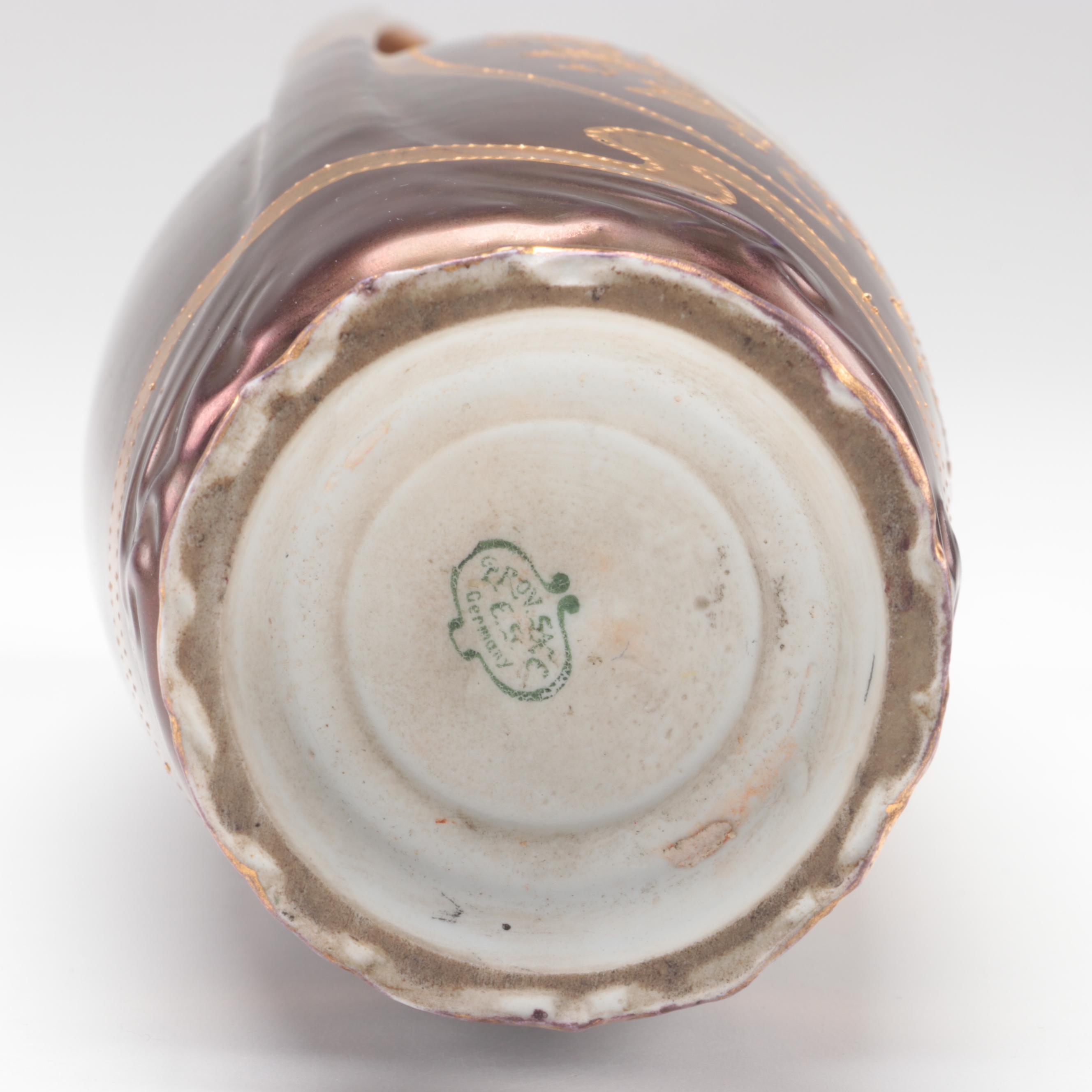 Erdmann Schlegelmilch Art Nouveau German Porcelain Amphora Vase, Early ...