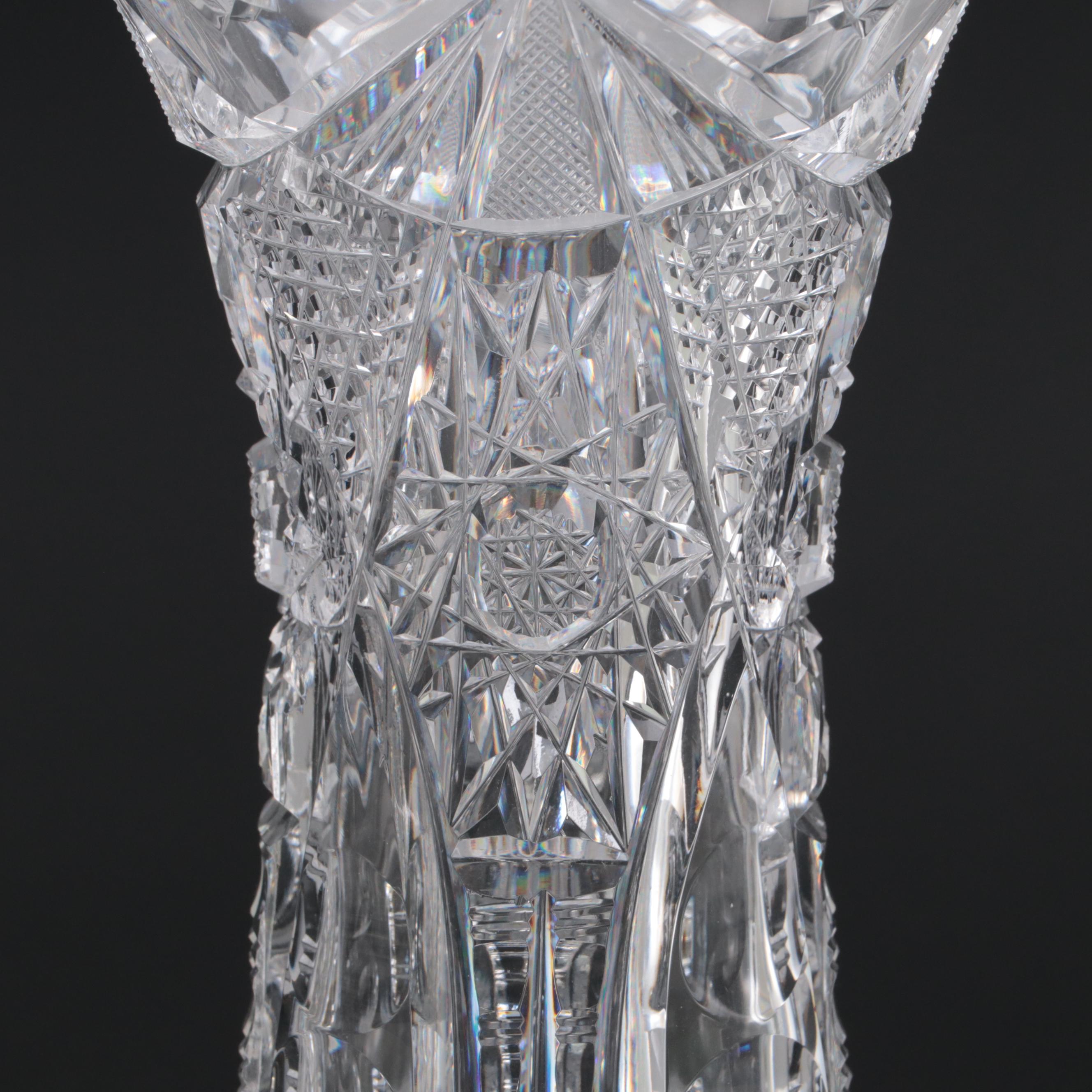 Libbey "Empress" with Clark "American Beauty" Brilliant Cut Glass Vases ...