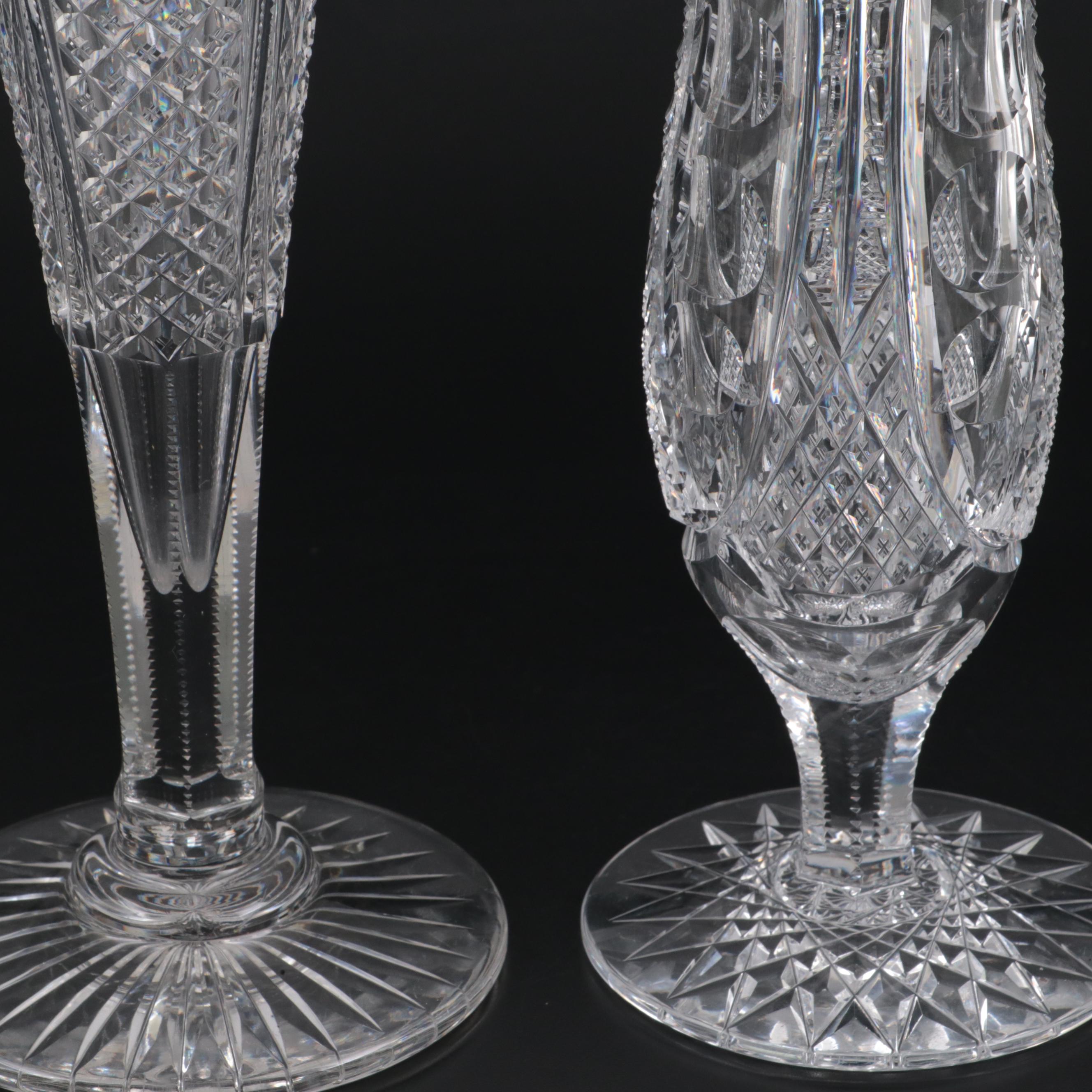 Libbey "Empress" with Clark "American Beauty" Brilliant Cut Glass Vases ...