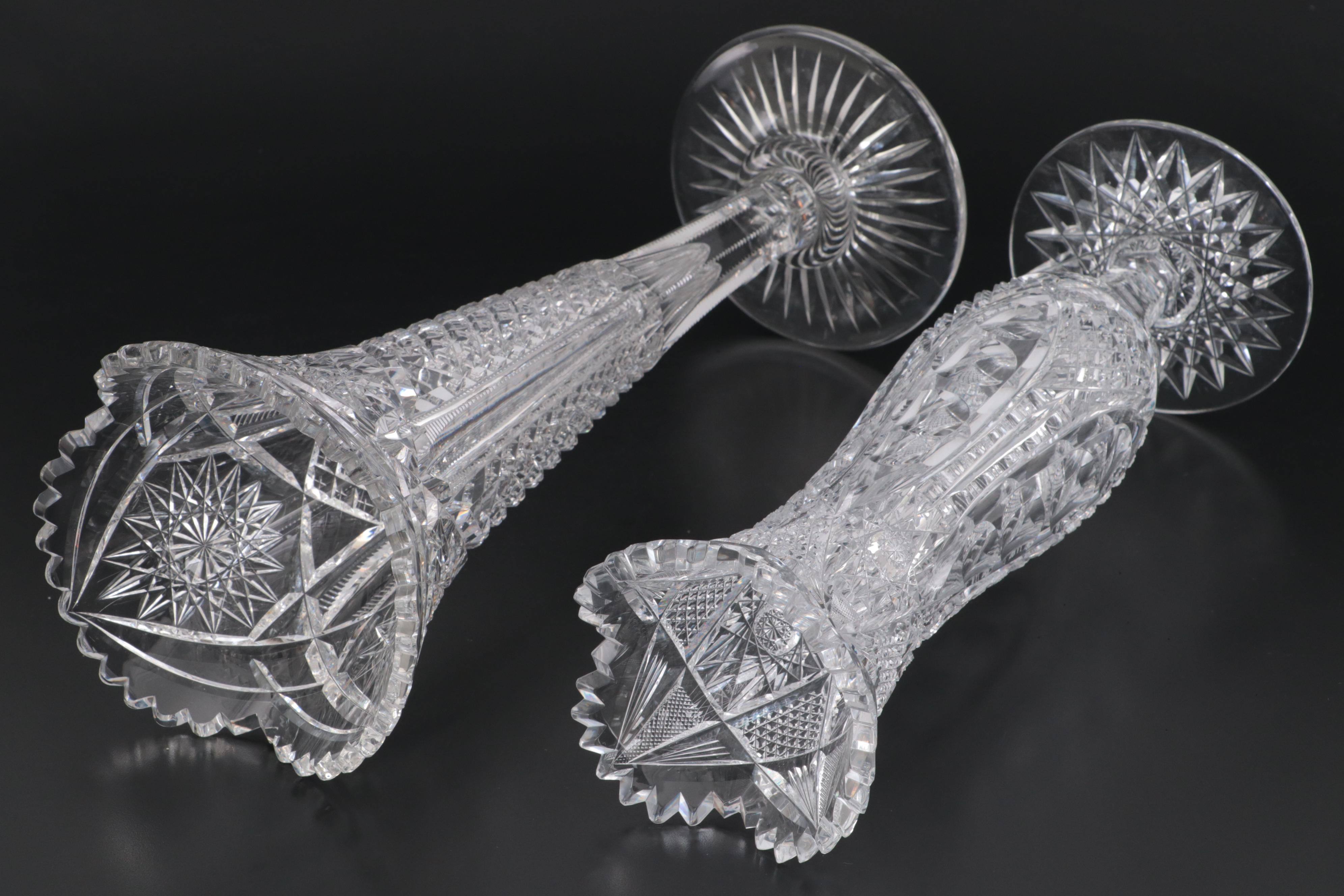 Libbey "Empress" with Clark "American Beauty" Brilliant Cut Glass Vases ...