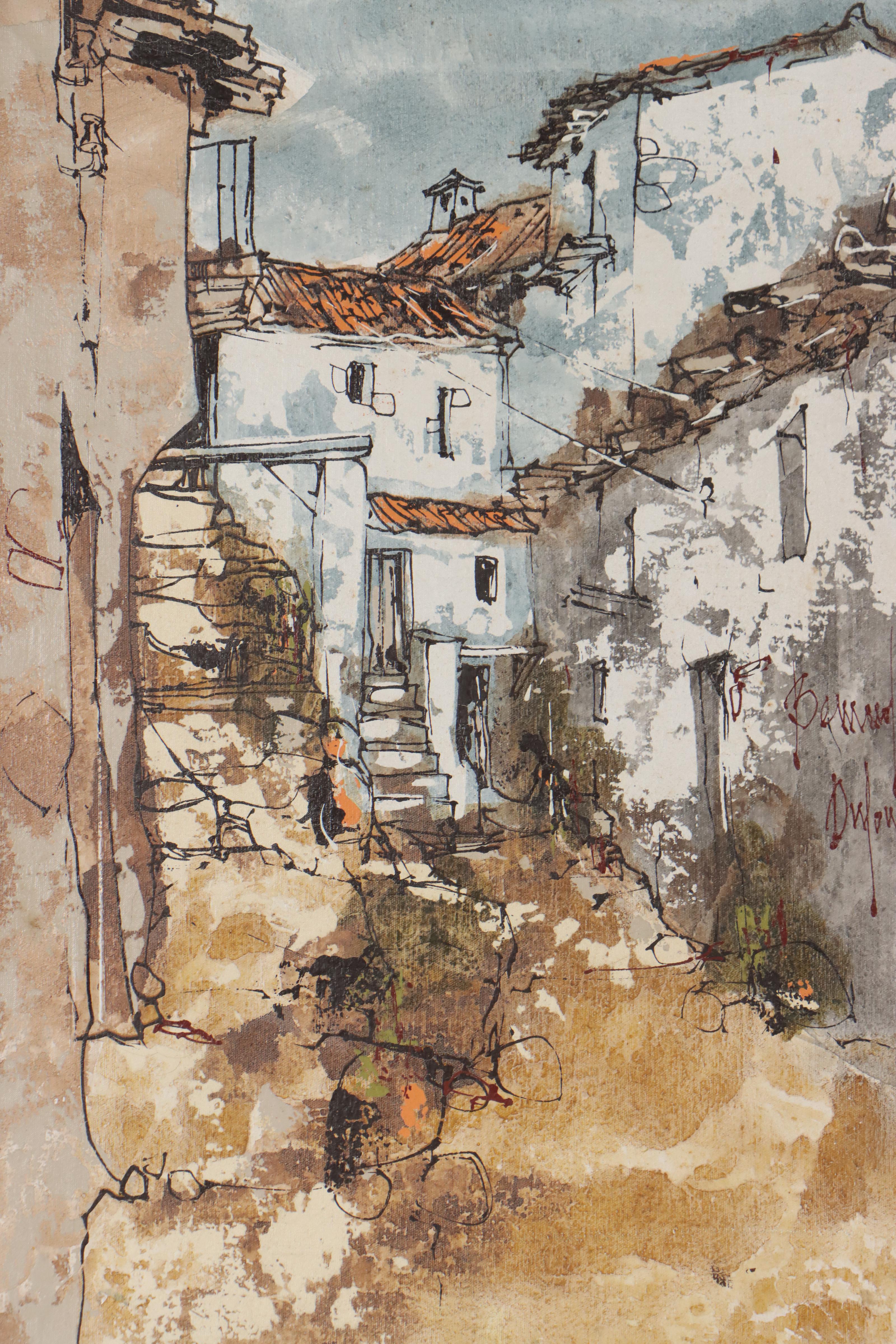 Bernard Dufour Mixed Media Painting of City Scene | EBTH