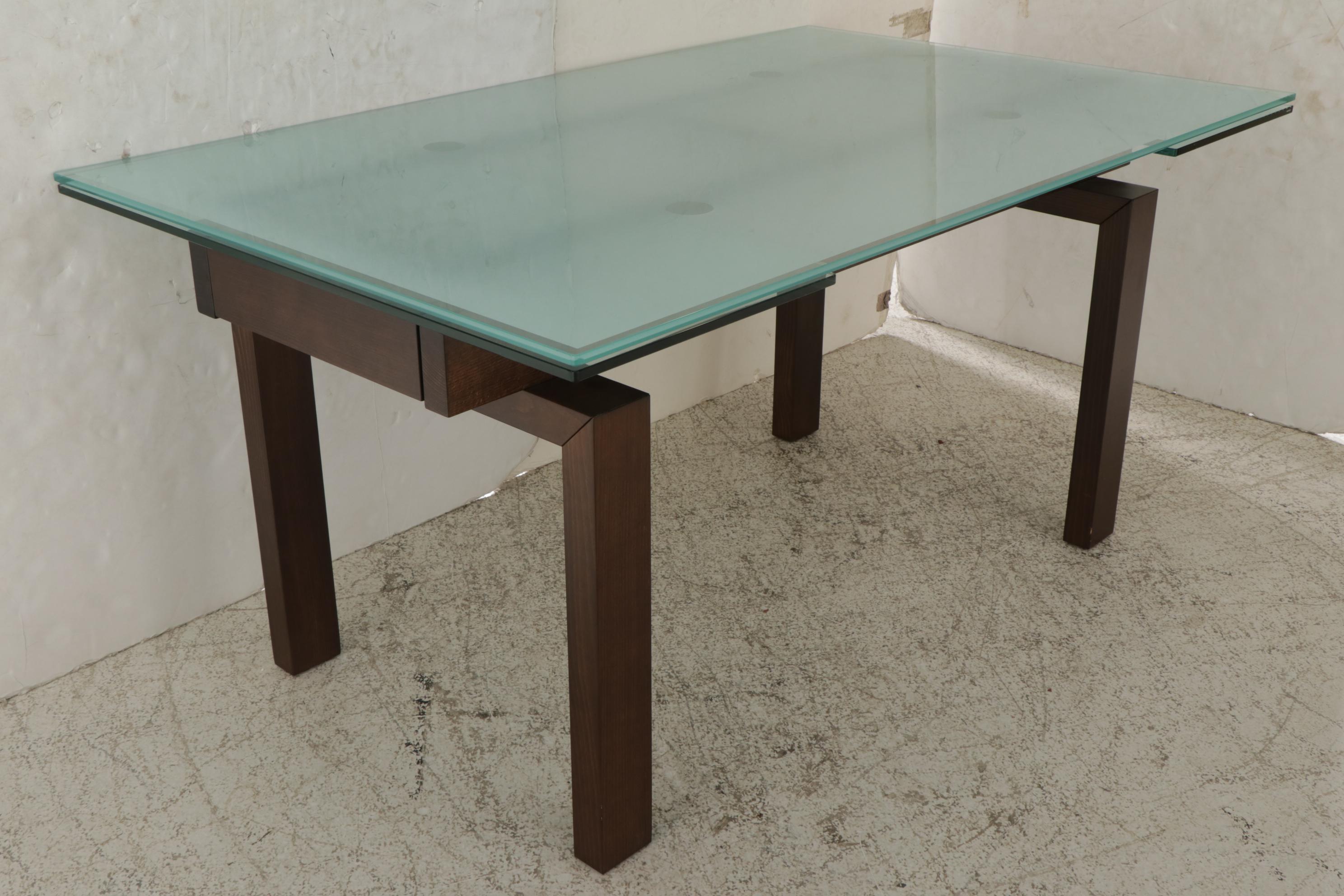 Calligaris Contemporary Glass Top Extendable Dining Table and Six ...