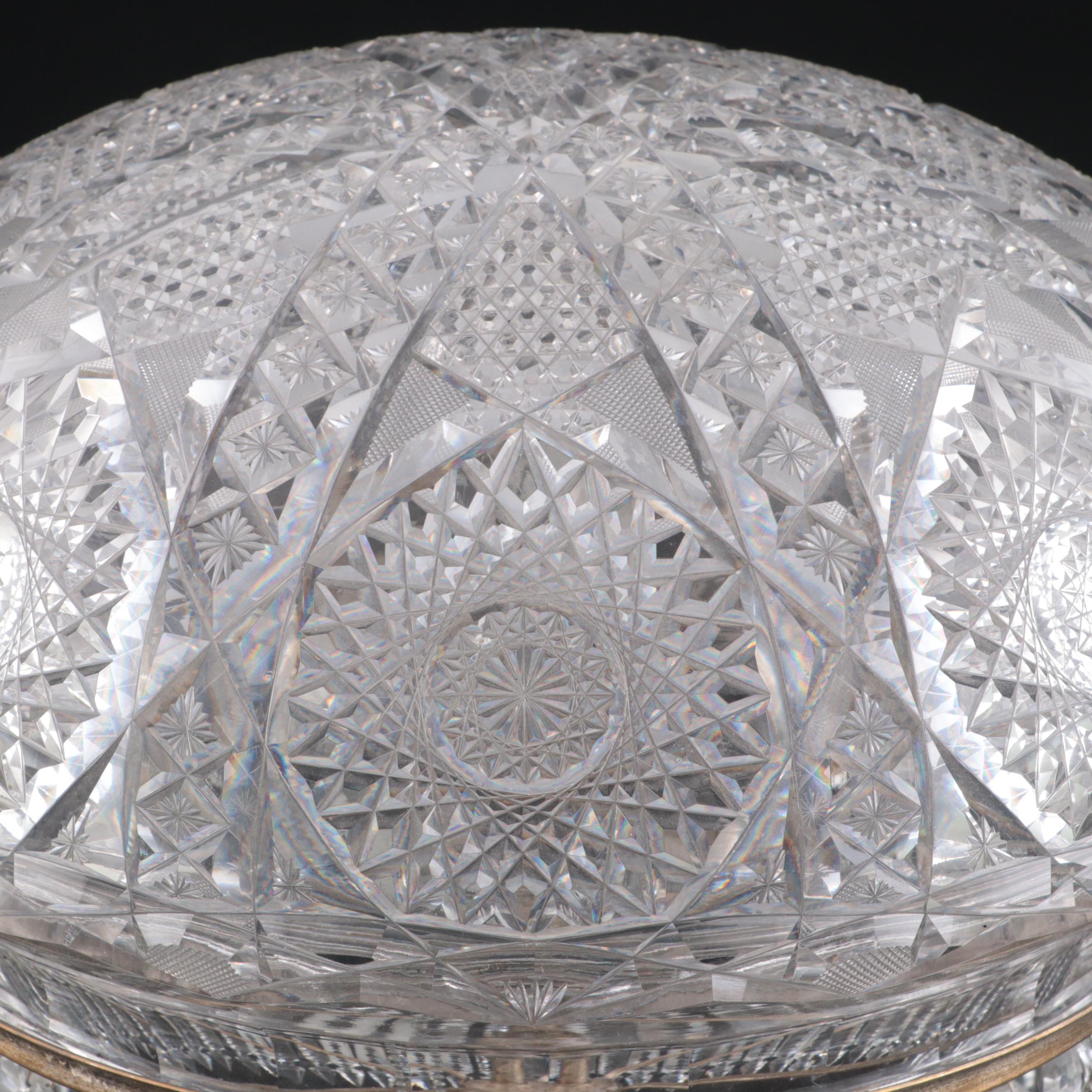 Clark American Brilliant Cut Glass Brunswick Star Mushroom Lamp with ...