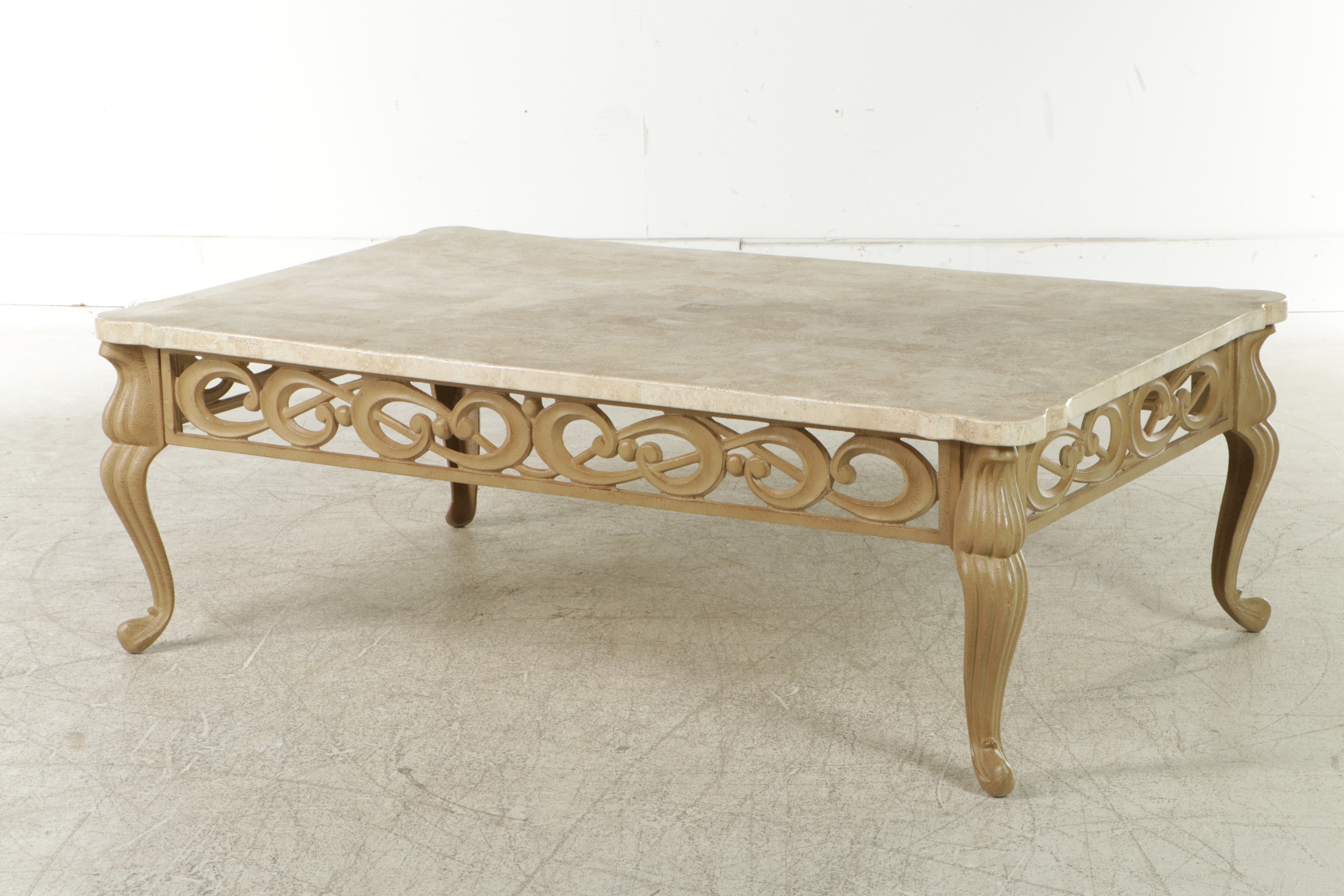 JDI/Klaussner Louis XV Style Painted Metal and Tessellated Stone Coffee ...