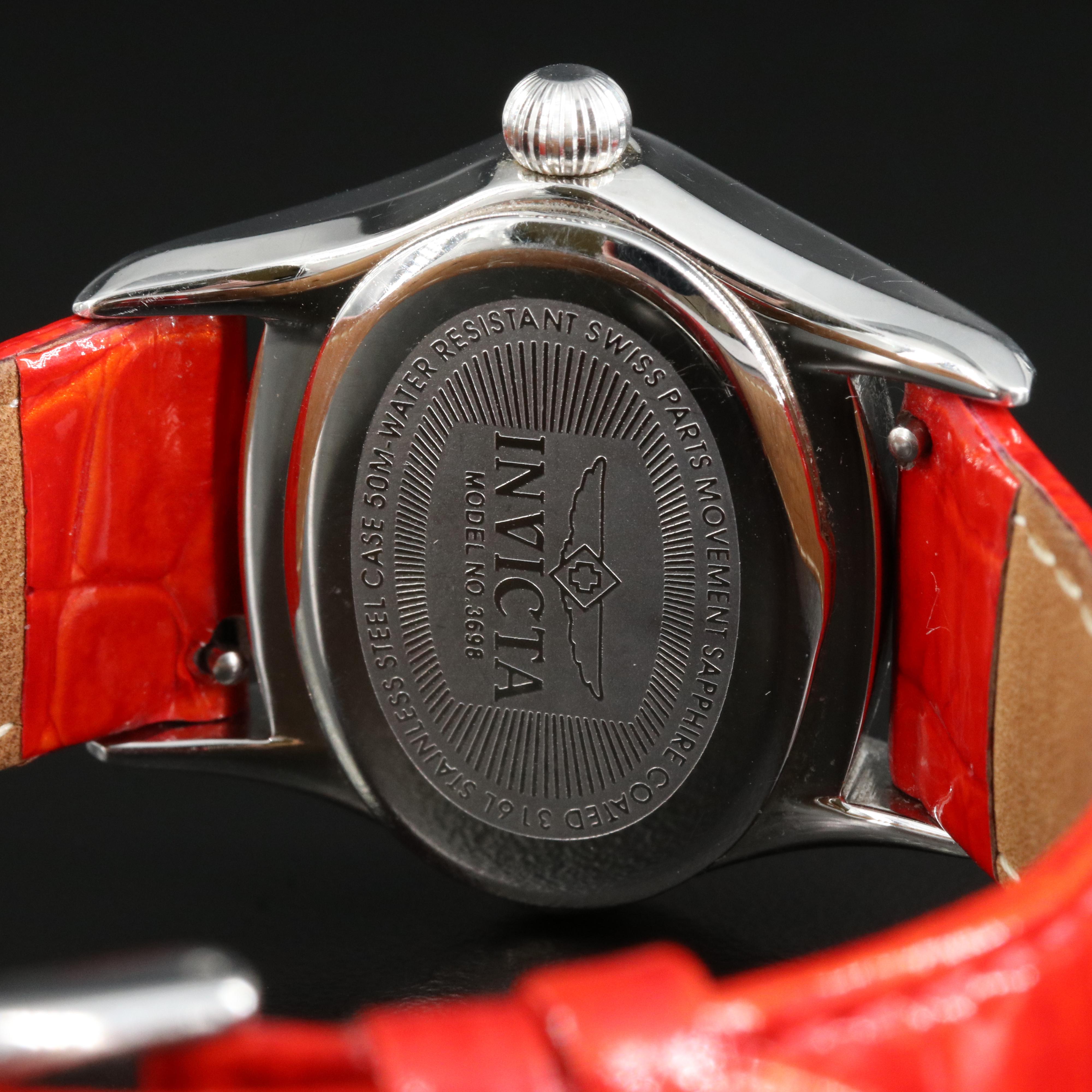 Invicta Red Dial Stainless Steel Wristwatch | EBTH