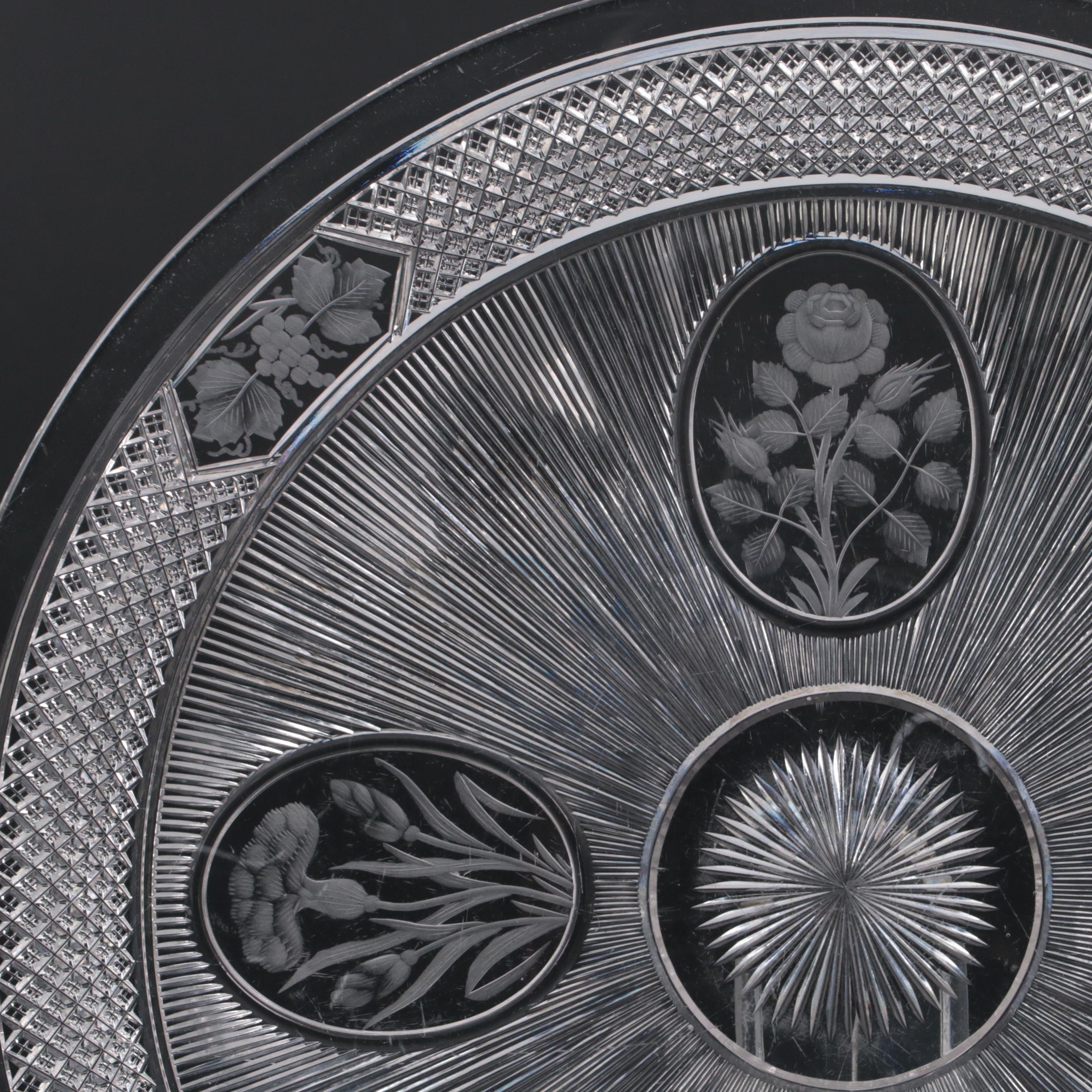 Sinclaire "Diamonds & Silver Threads" Brilliant Cut Glass Tray, circa ...