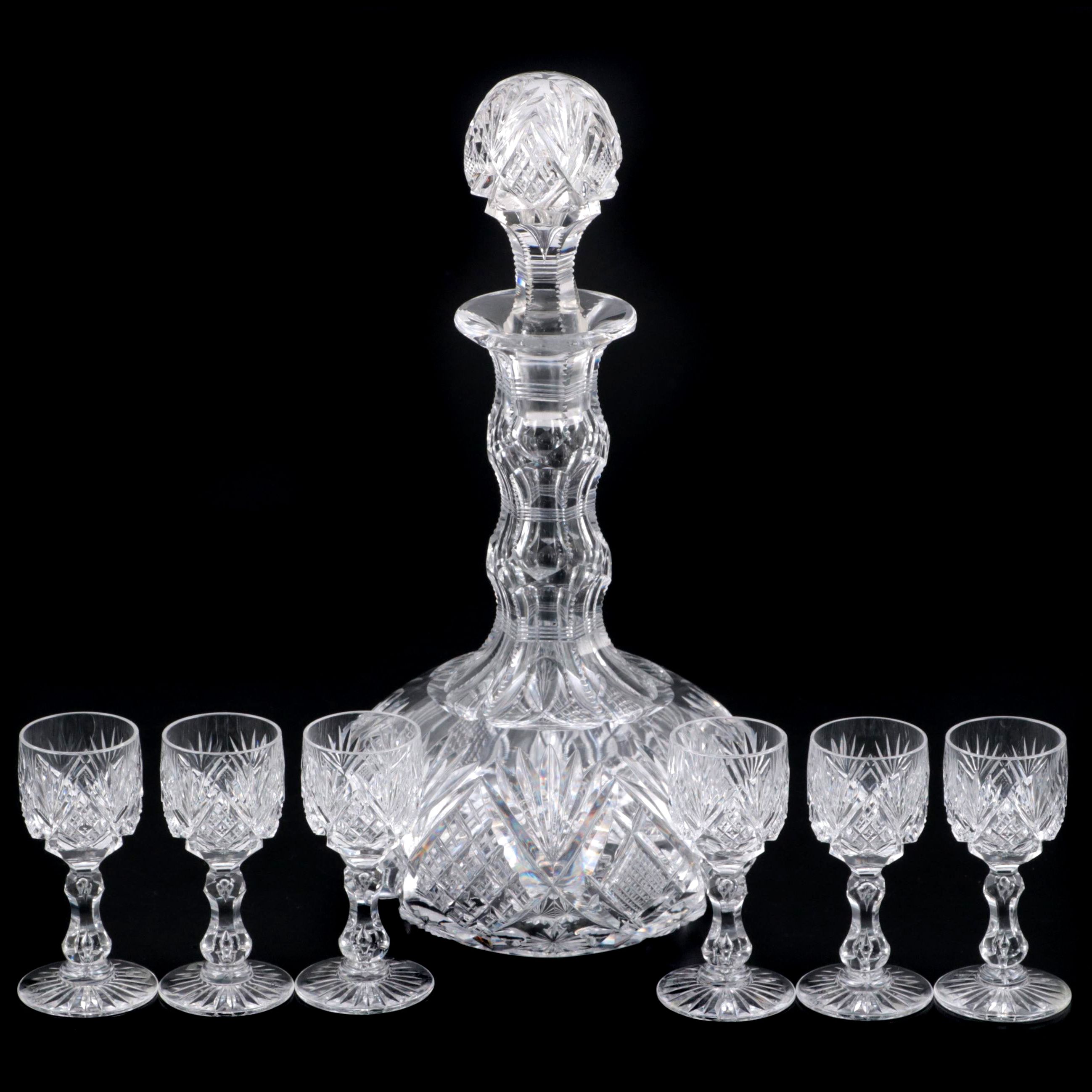 Libbey "Harvard" American Brilliant Cut Glass Decanter and Cordial ...