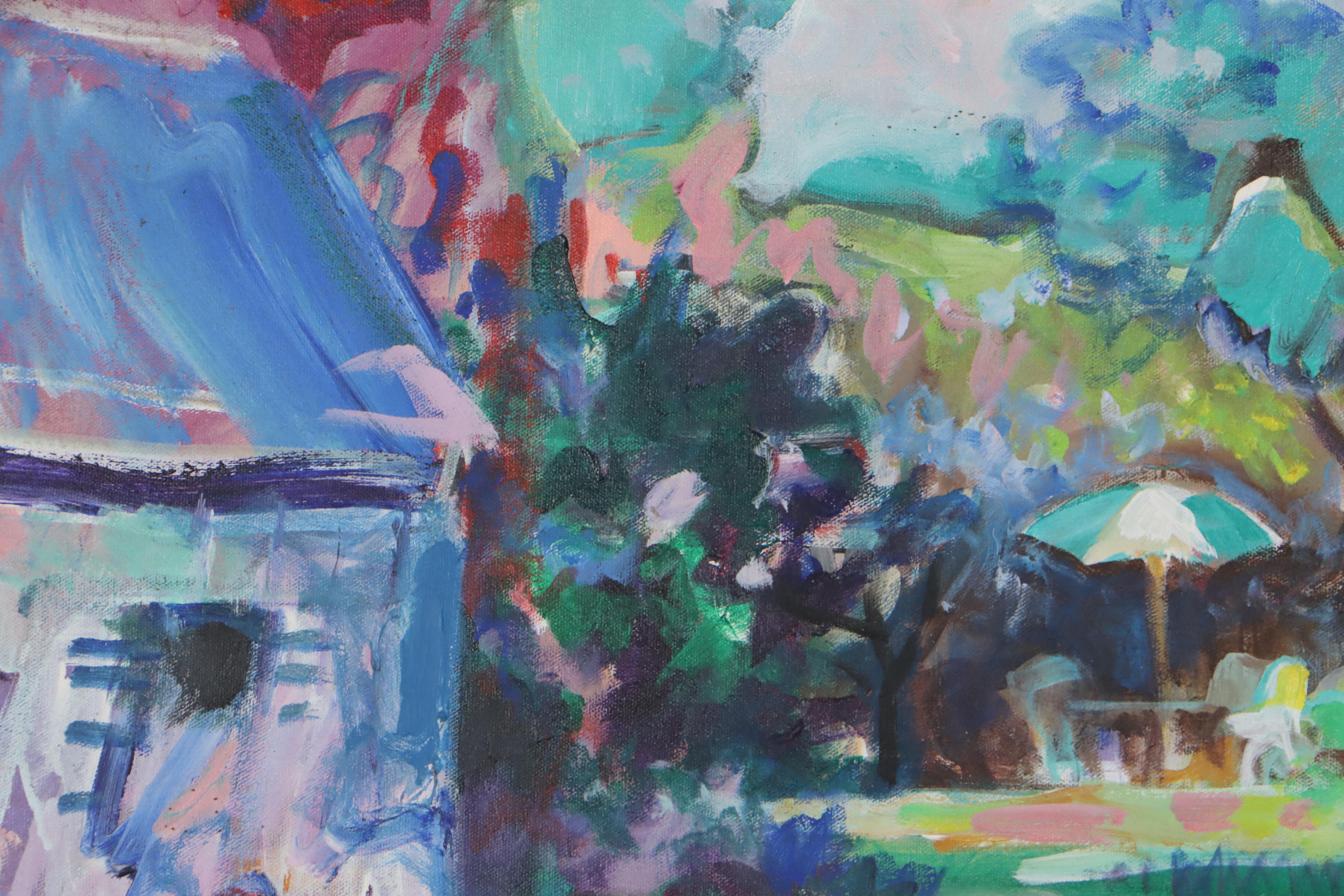 Marion Maas Acrylic Painting of a Garden Scene, Circa 1985 | EBTH