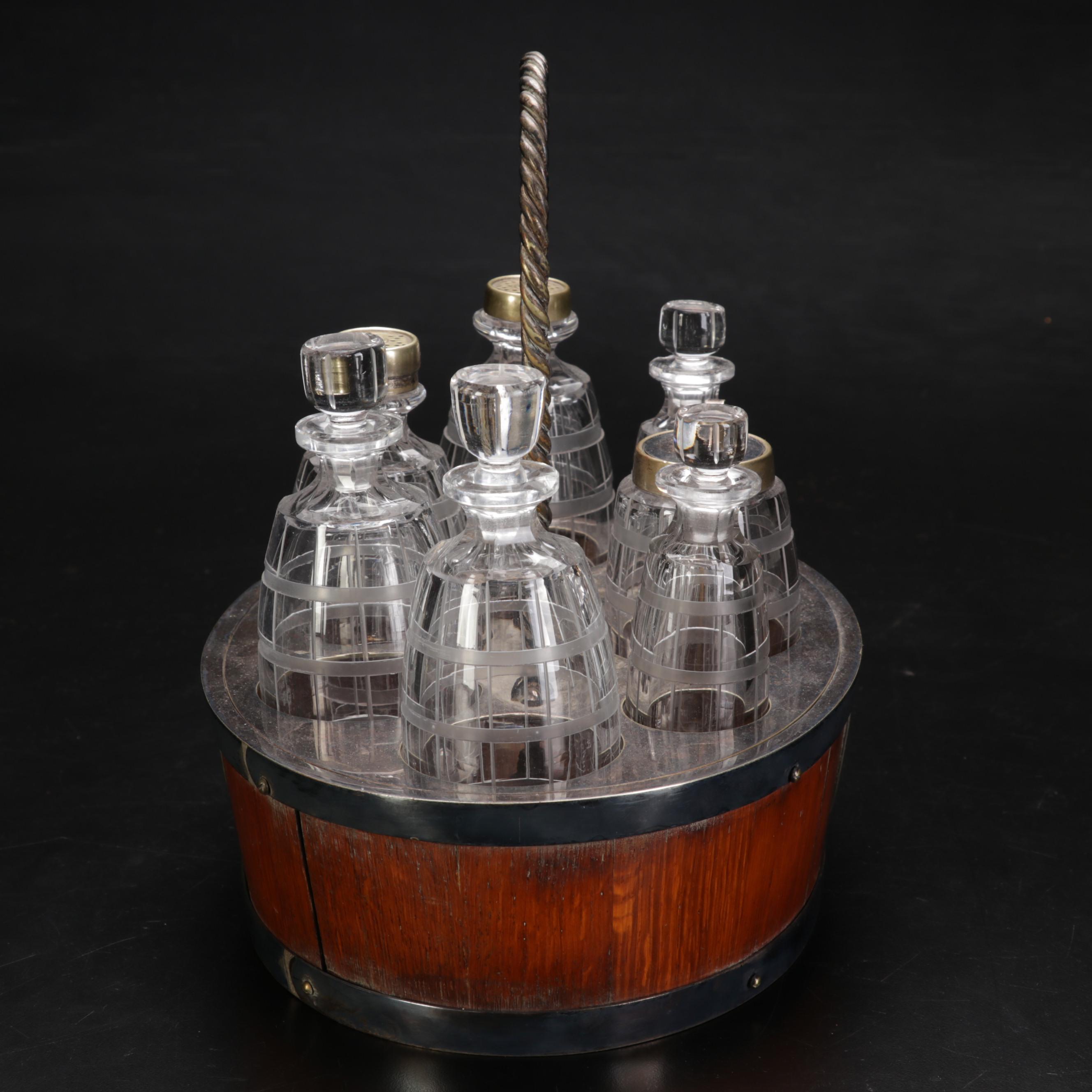 Thomas Harwood & Sons English Silver Plate and Oak Stave Condiment ...