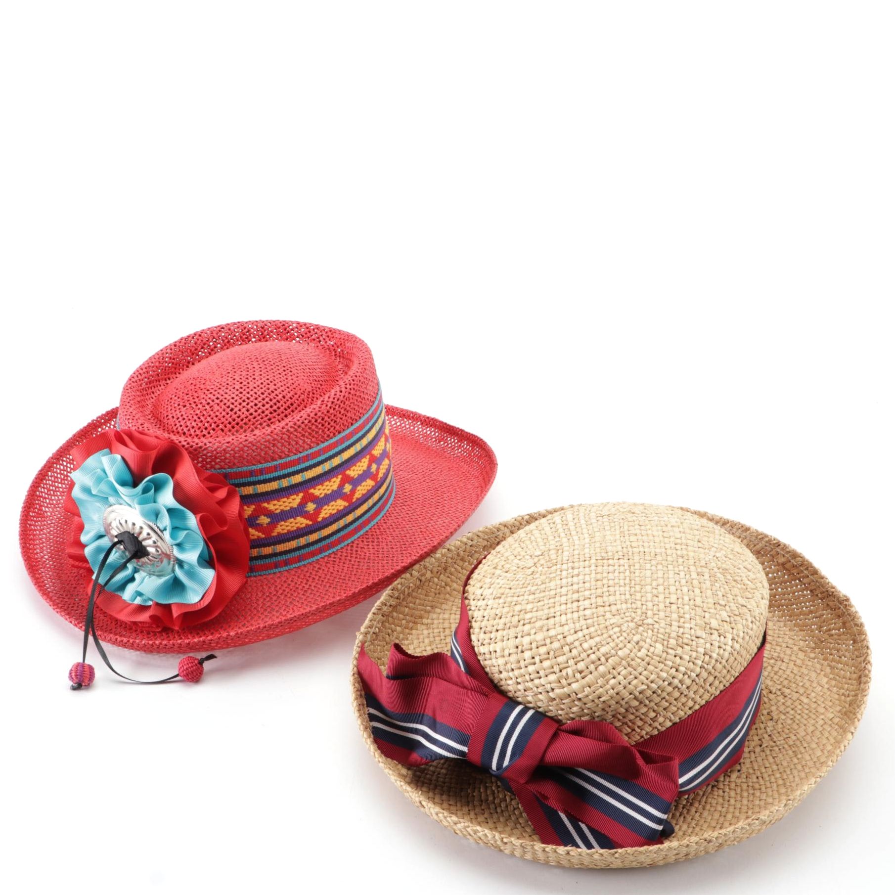 Brooks Brothers Boater Hat and Head Threads Straw Hat | EBTH