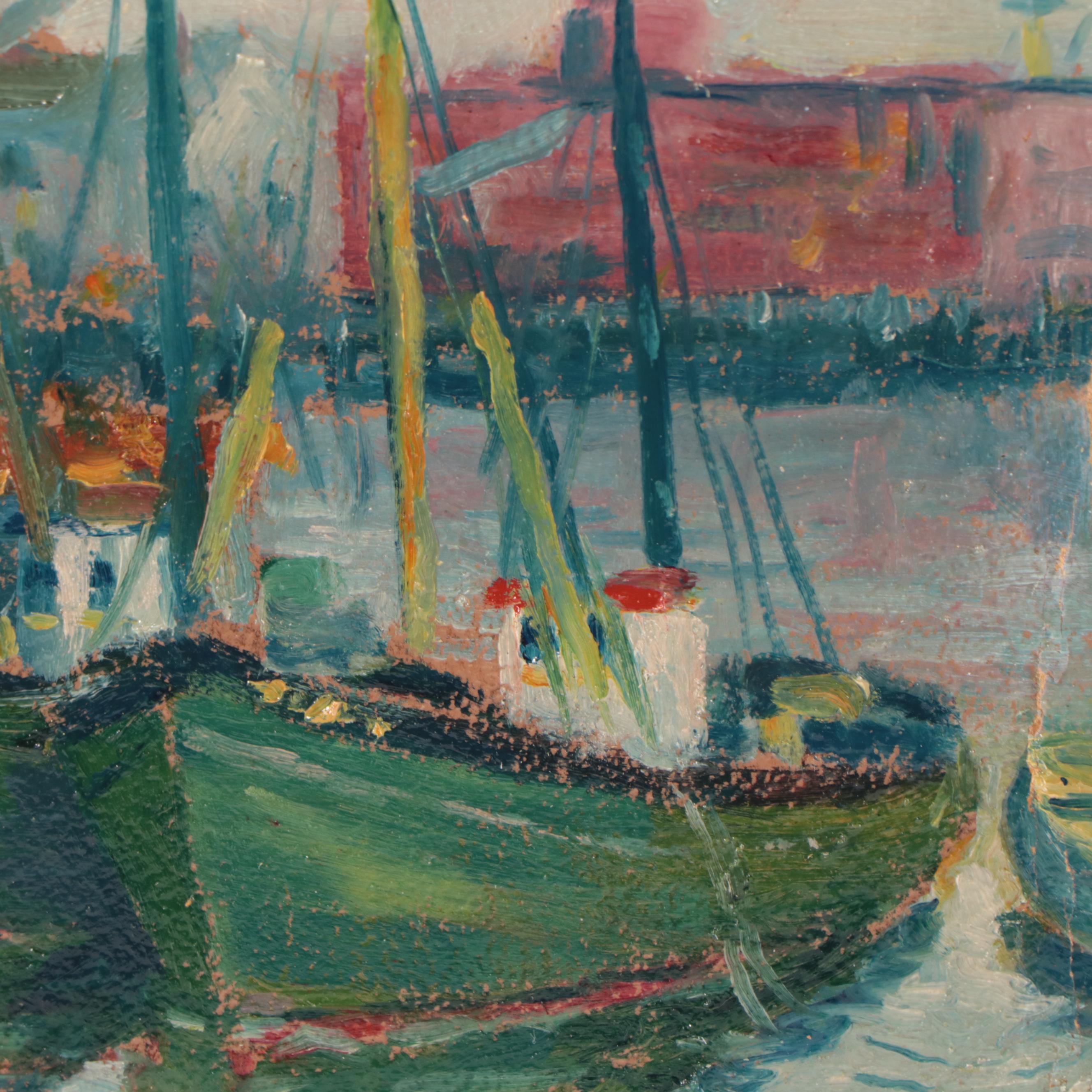 Milton Burns Boating Scene Oil Painting | EBTH