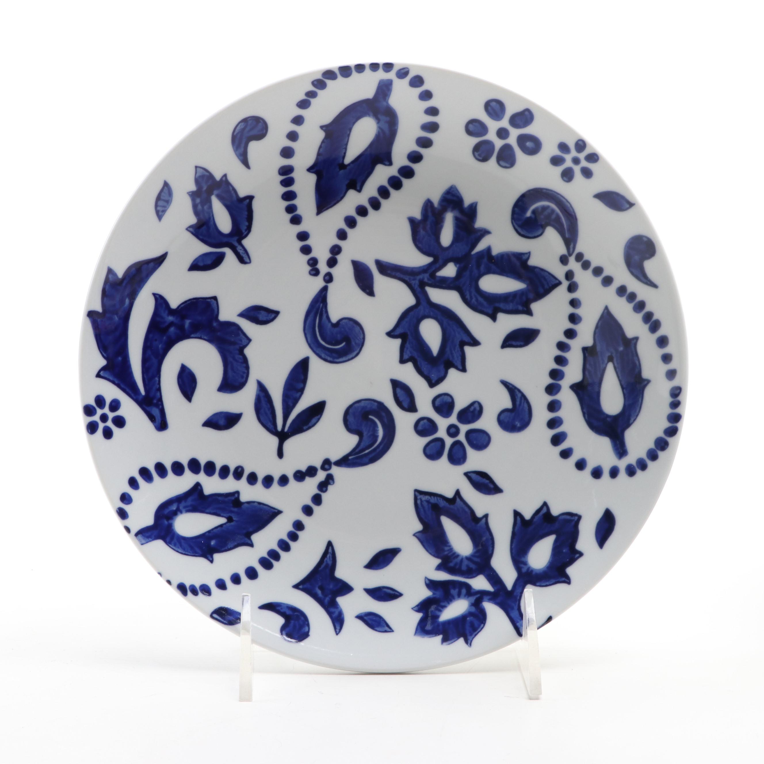 Tag Ltd. Stencil Decorated Blue and White Ceramic Dinnerware | EBTH