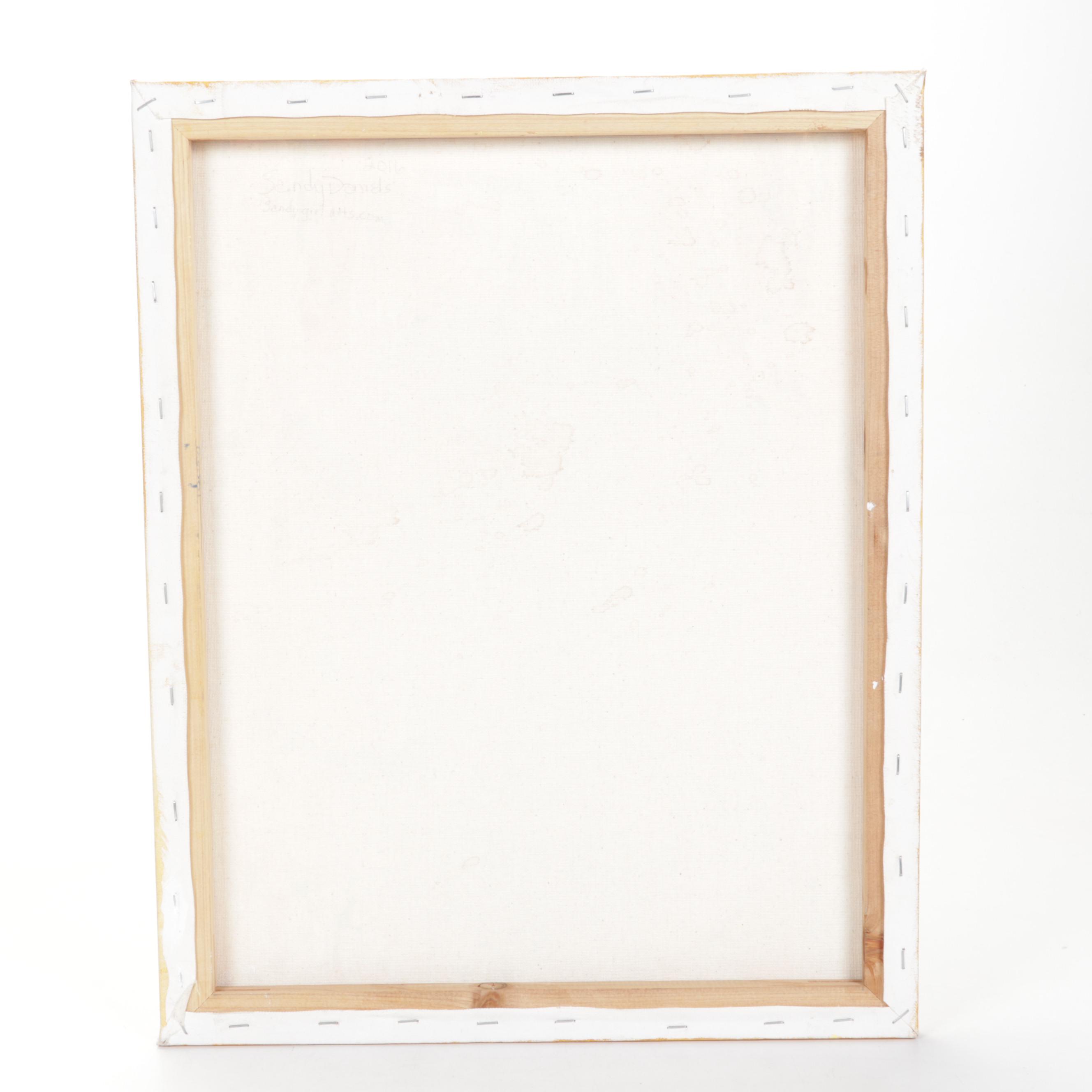 Sandy Daniels Acrylic Painting of Candlelit Chandelier, 2016 | EBTH