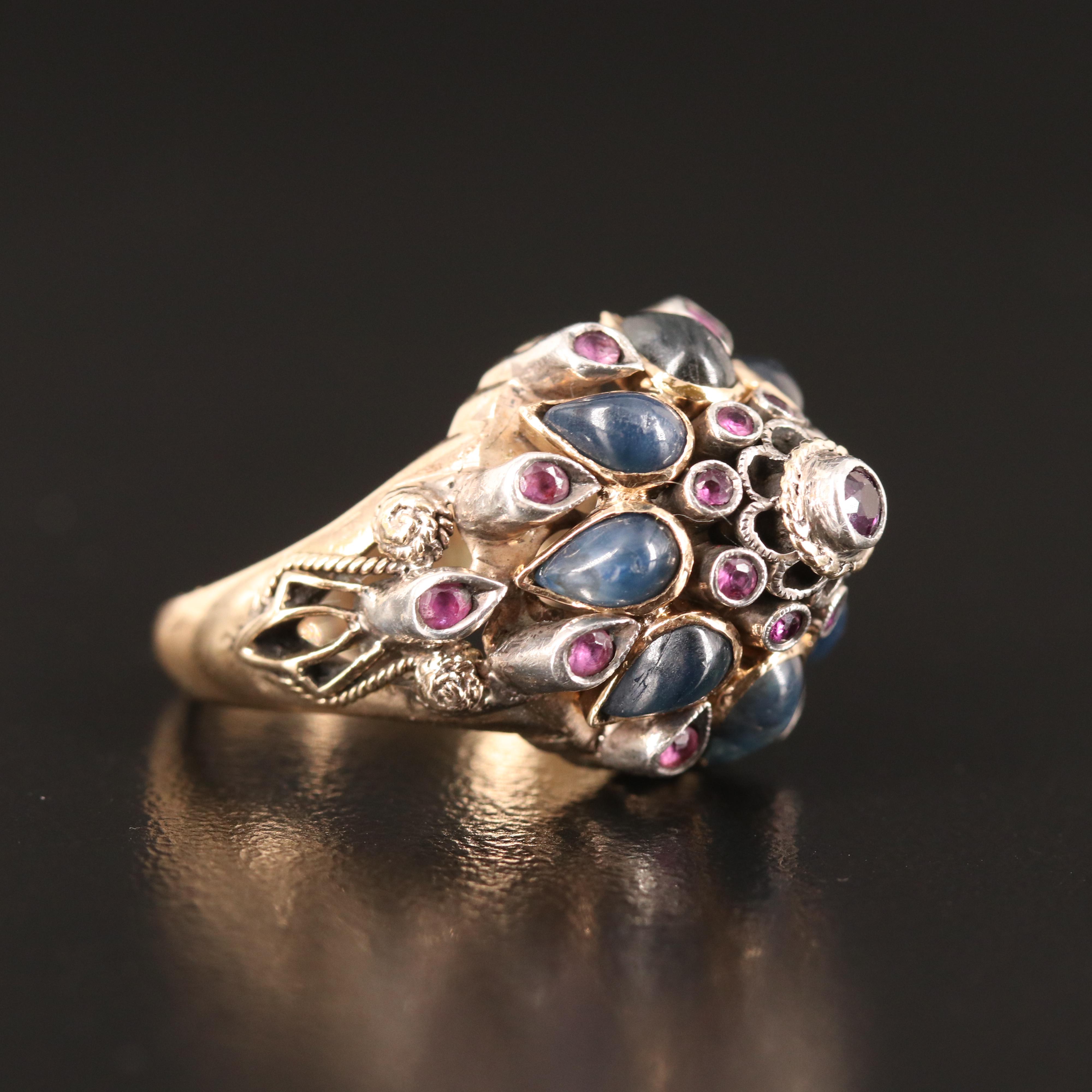 Vintage 14K Thai Princess Ring with 925 Accent and 10K Interchangeable ...