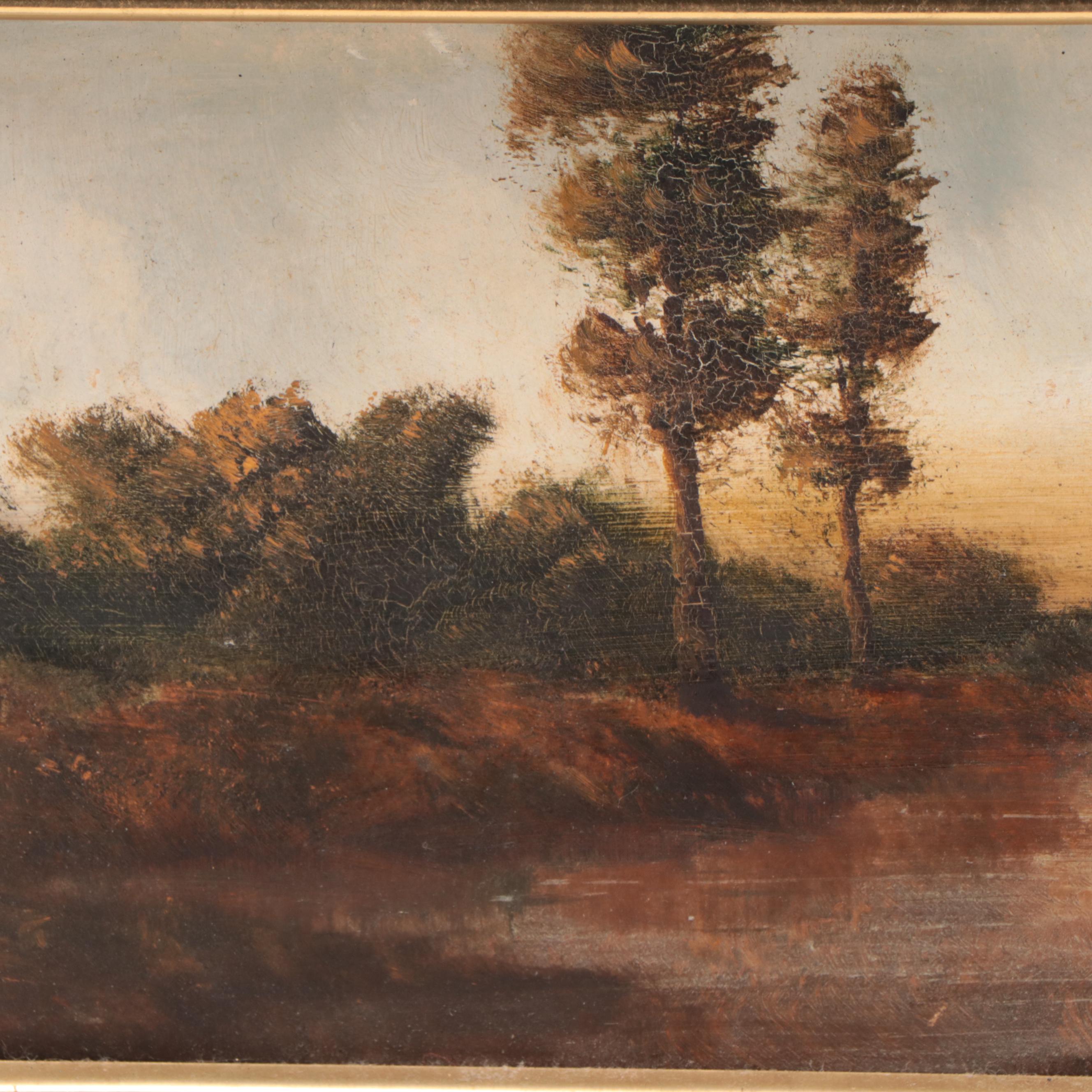 J. Pinto Landscape Oil Painting of River, Late 20th Century | EBTH