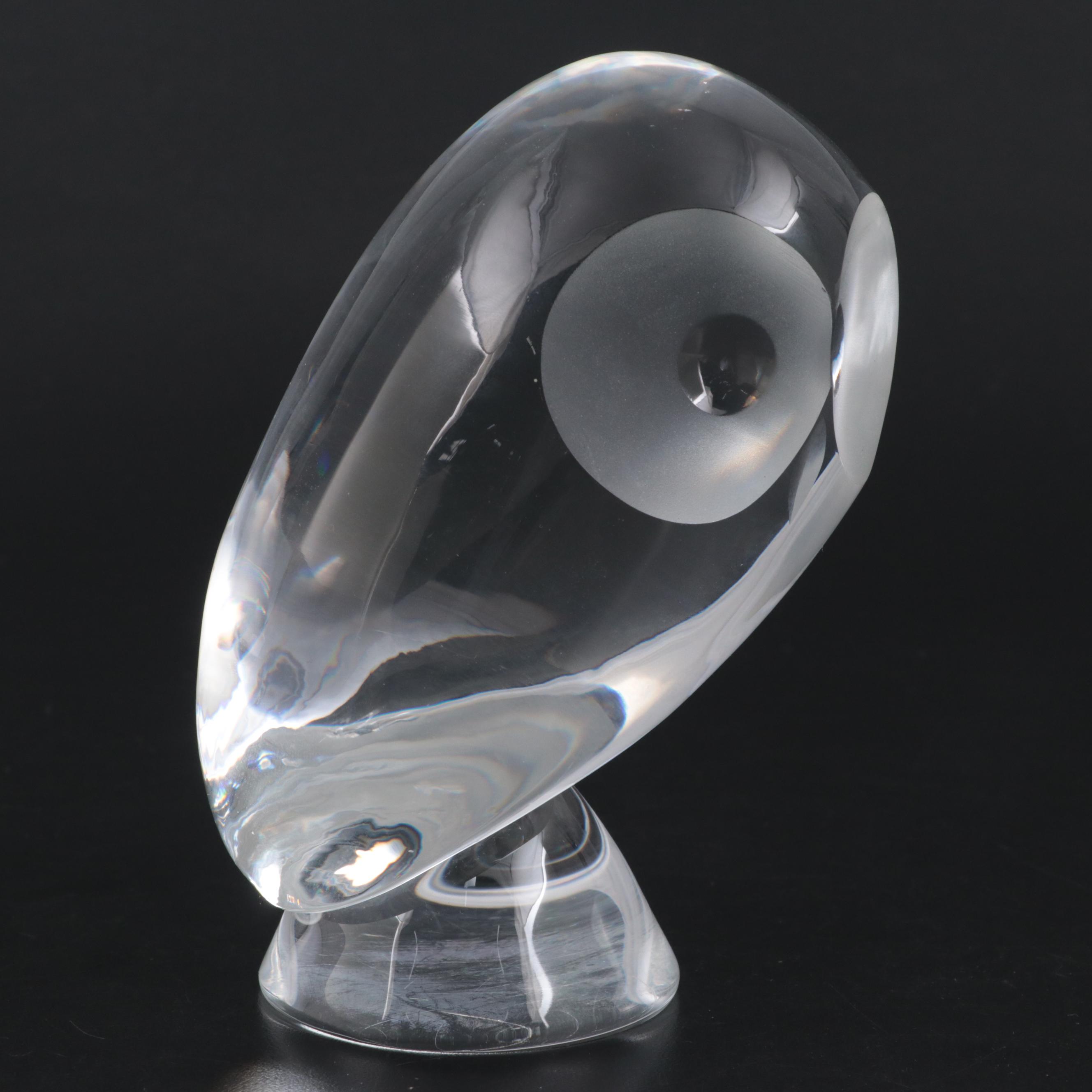 Steuben Art Glass "Owl" Figurine Designed by Donald Pollard, Mid to ...