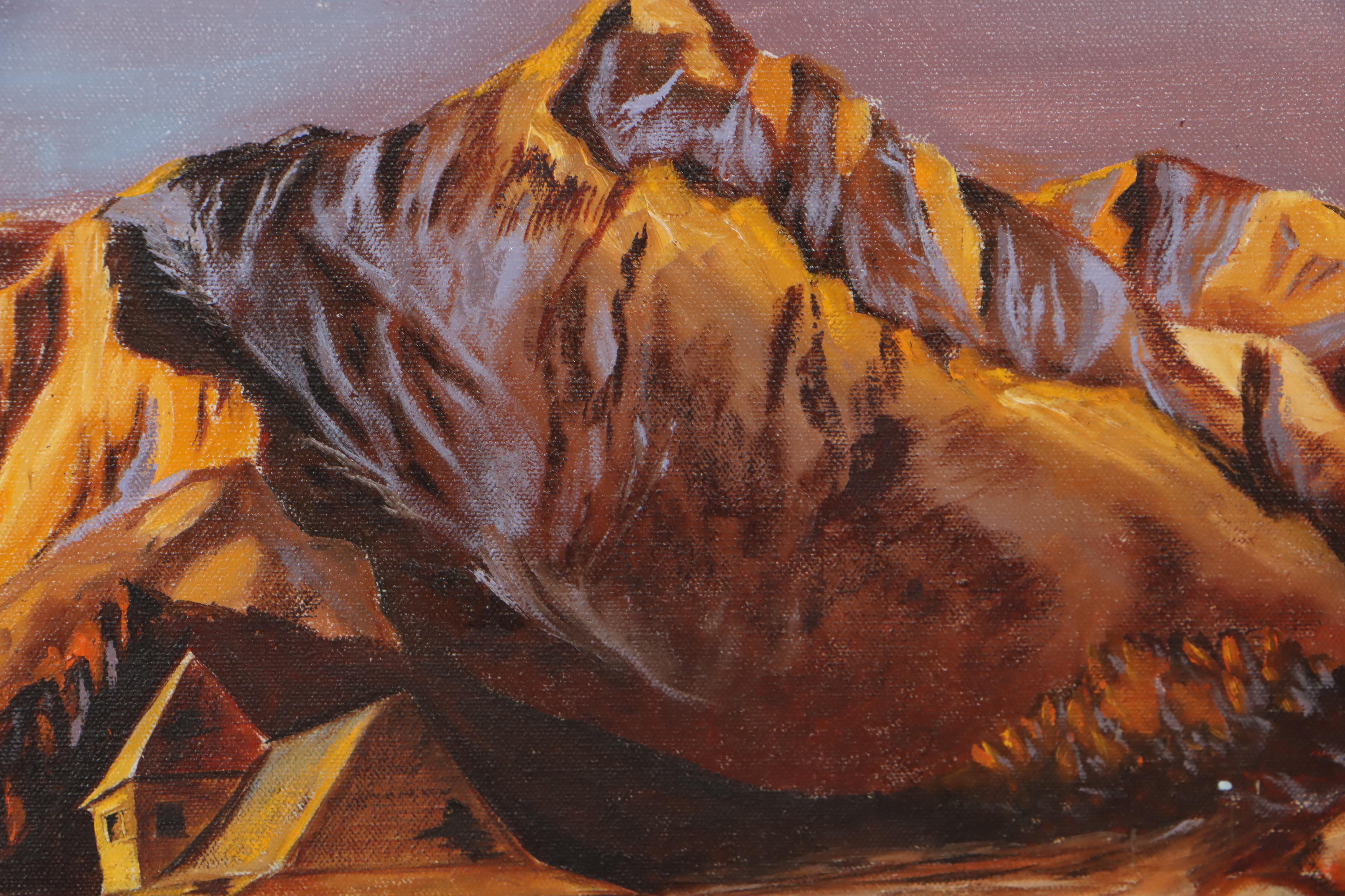 M. S. Gregory Oil Painting of Railroad and Mountains, 1979 | EBTH