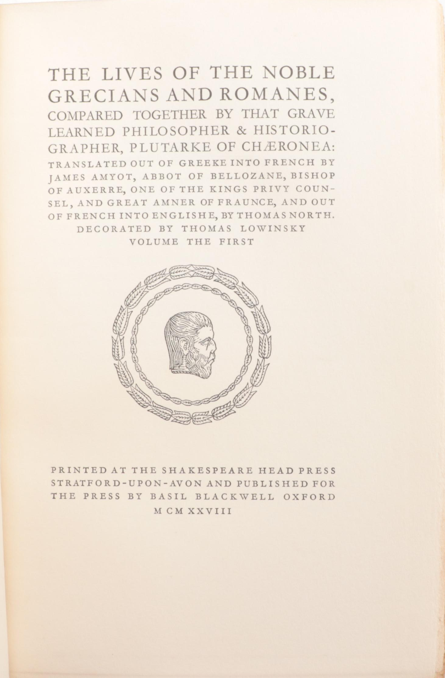 Limited Edition "The Lives of the Noble Grecians and Romanes" by ...