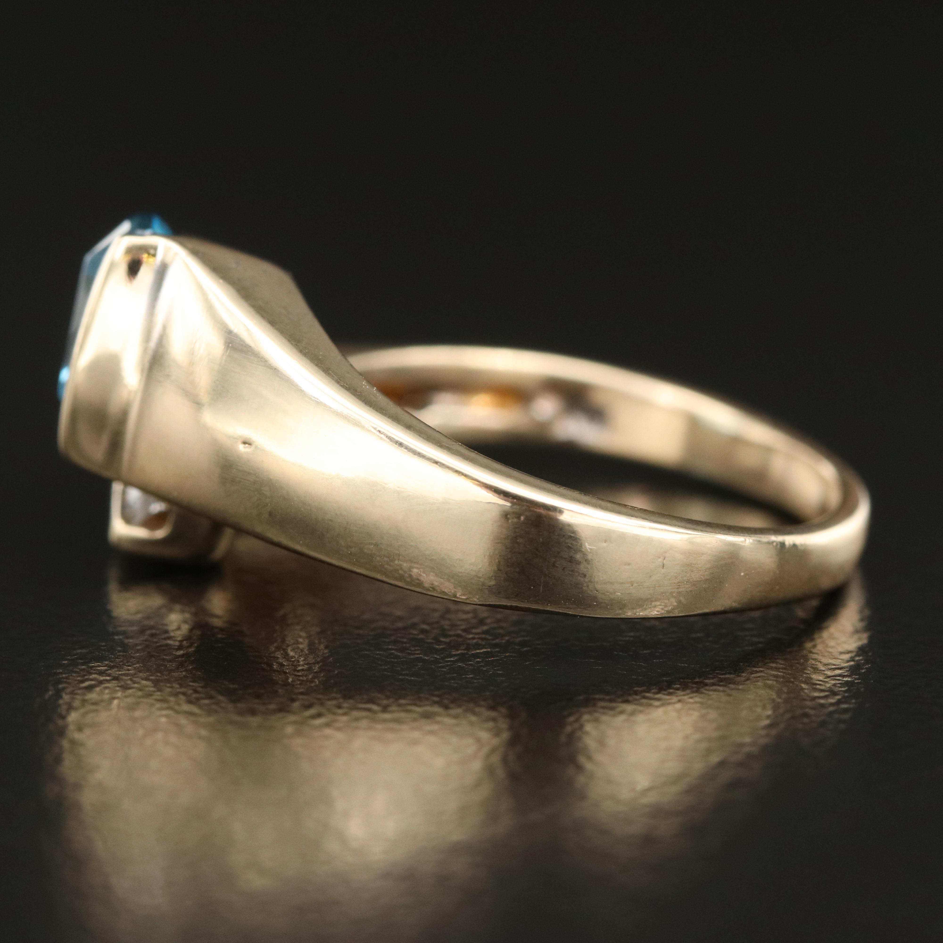 14K Swiss Blue Topaz and Diamond Ring | EBTH