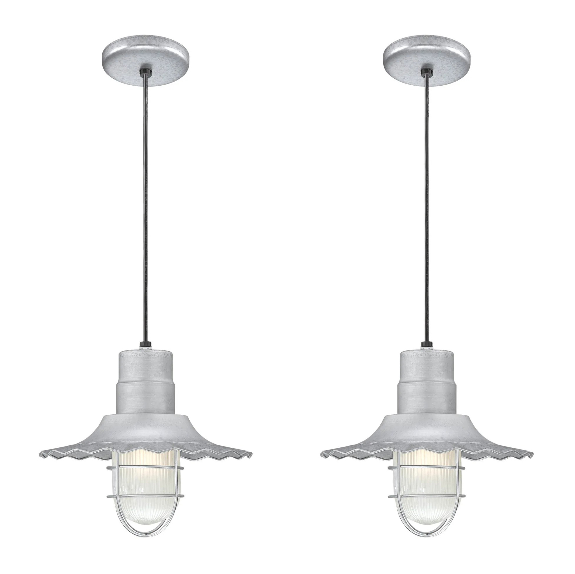 Pair of Millennium Lighting 12" Galvanized Radial Wave Pendant Lights ...