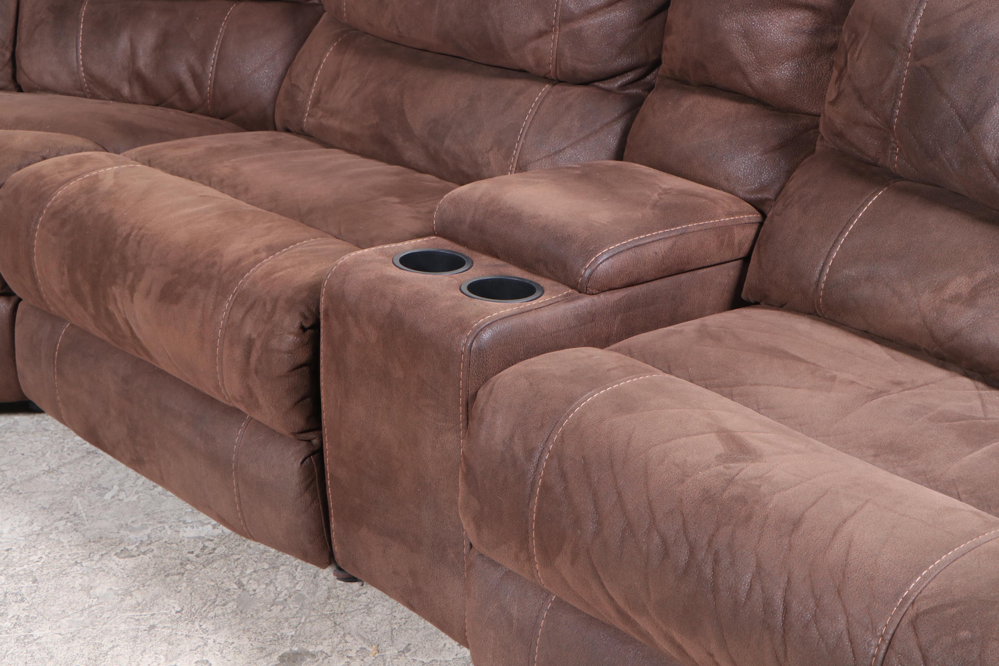 Six-Piece Man Wah Furniture Faux-Leather Triple-Reclining Sectional ...