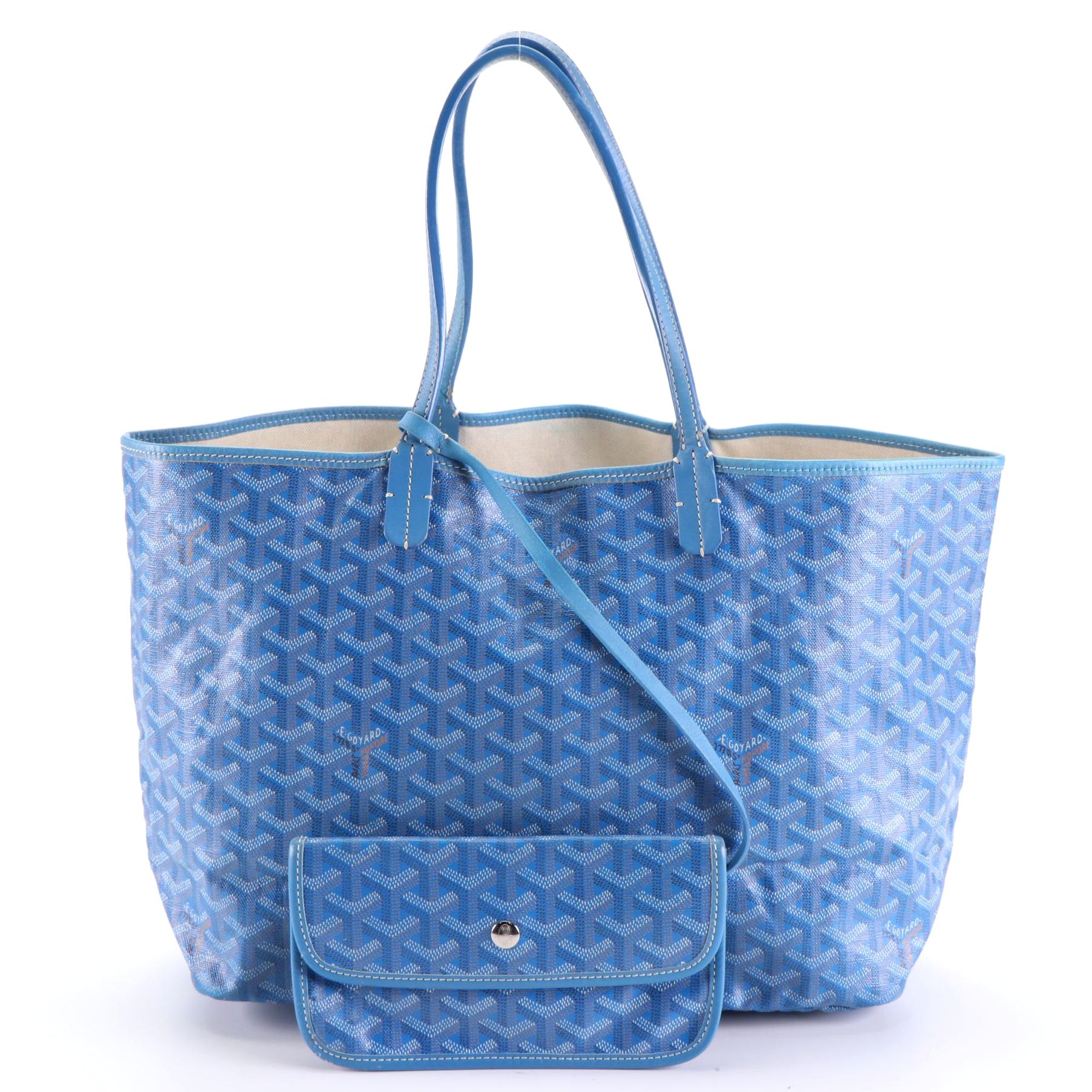 Goyard Saint Louis Tote PM and Pouch in Blue Goyardine Canvas and ...