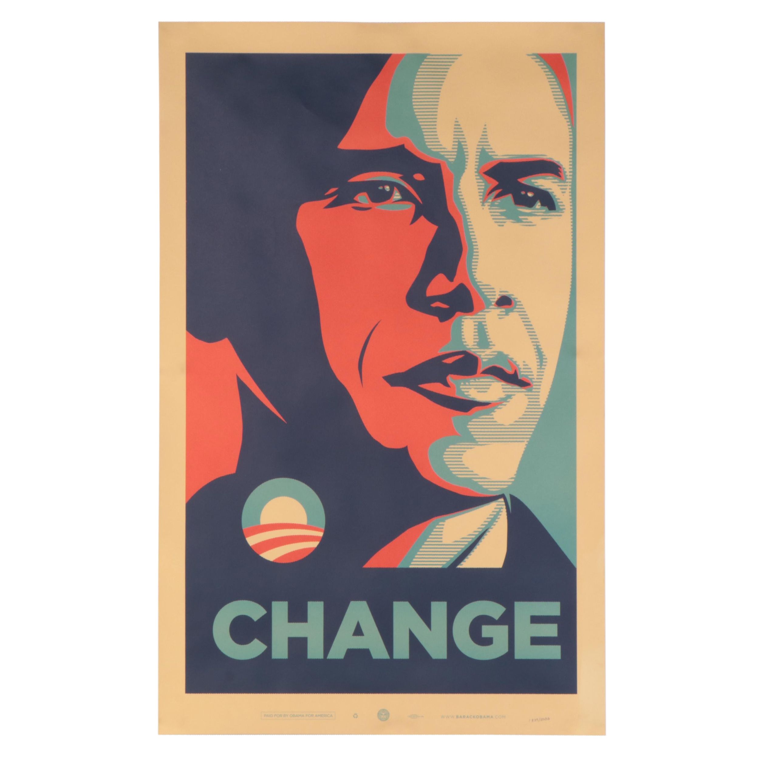 Lithograph After Shepard Fairey of Barack Obama "Change" | EBTH