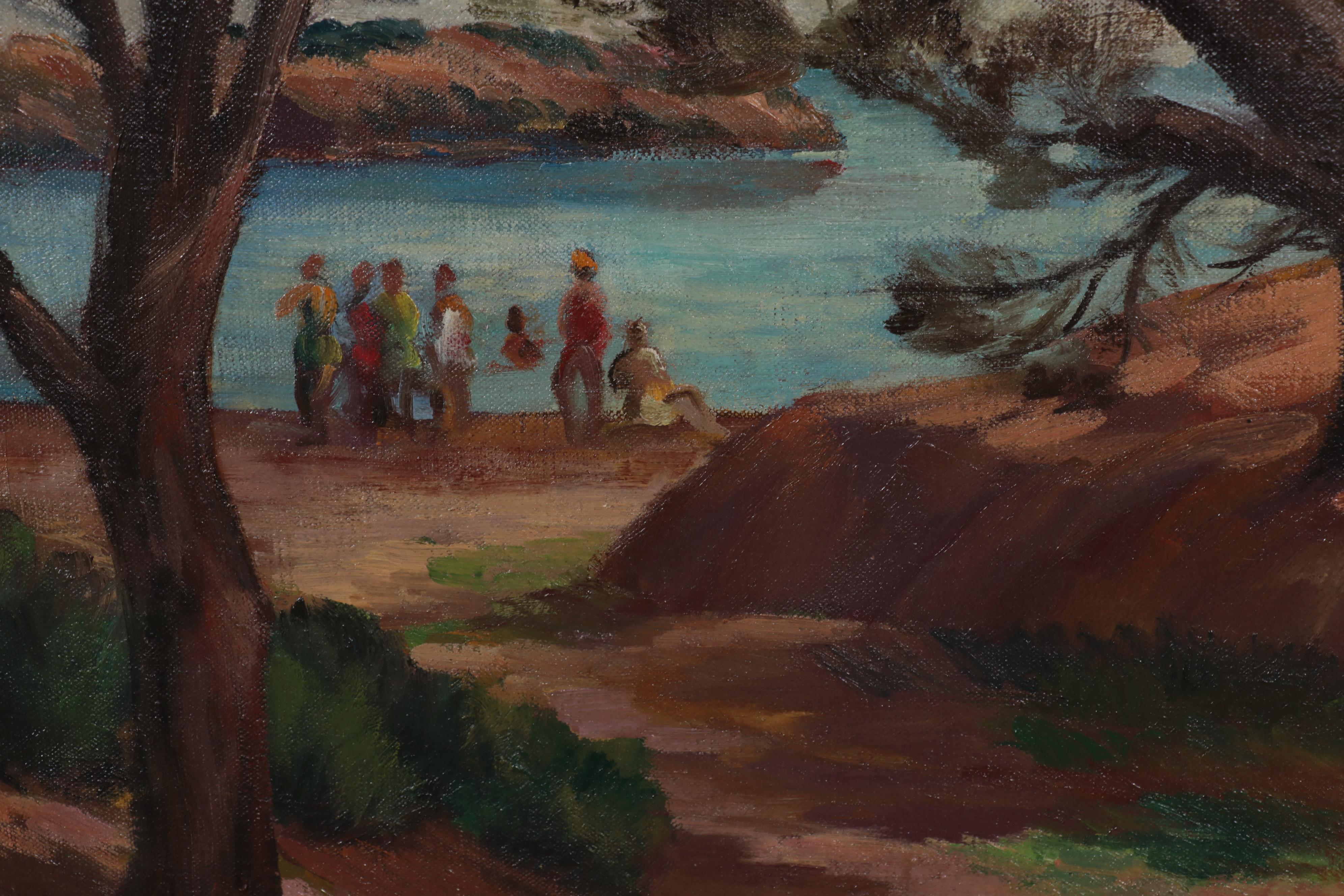 Arthur Louis Helwig Oil Painting "Picnic," Mid-20th Century | EBTH