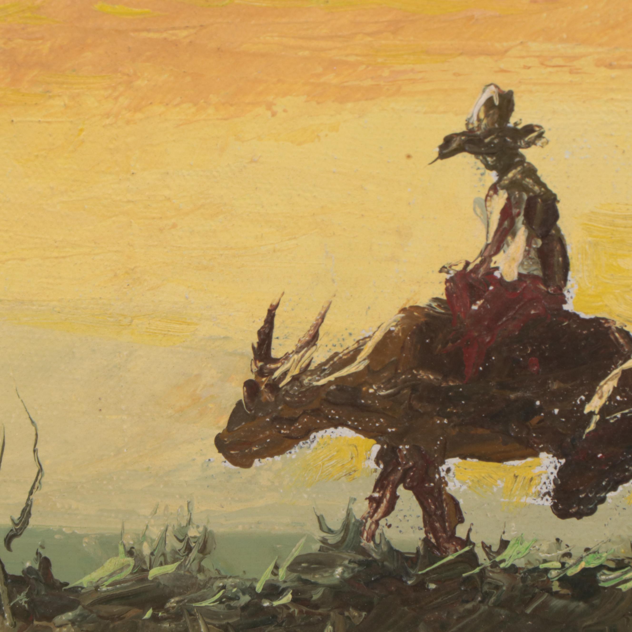 J. D. Castro Oil Painting of Cowboys "Carabaos" | EBTH
