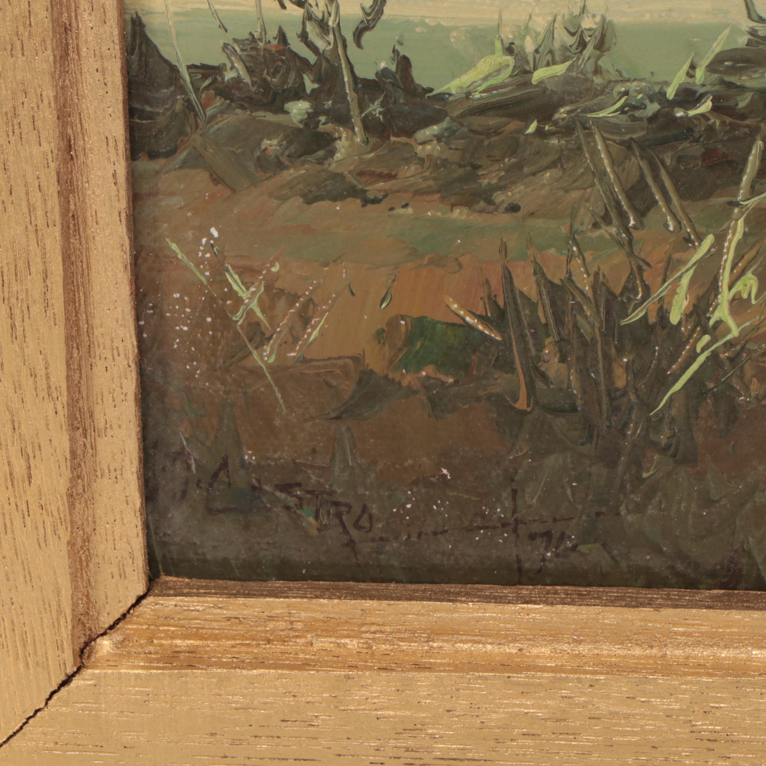 J. D. Castro Oil Painting of Cowboys "Carabaos" | EBTH