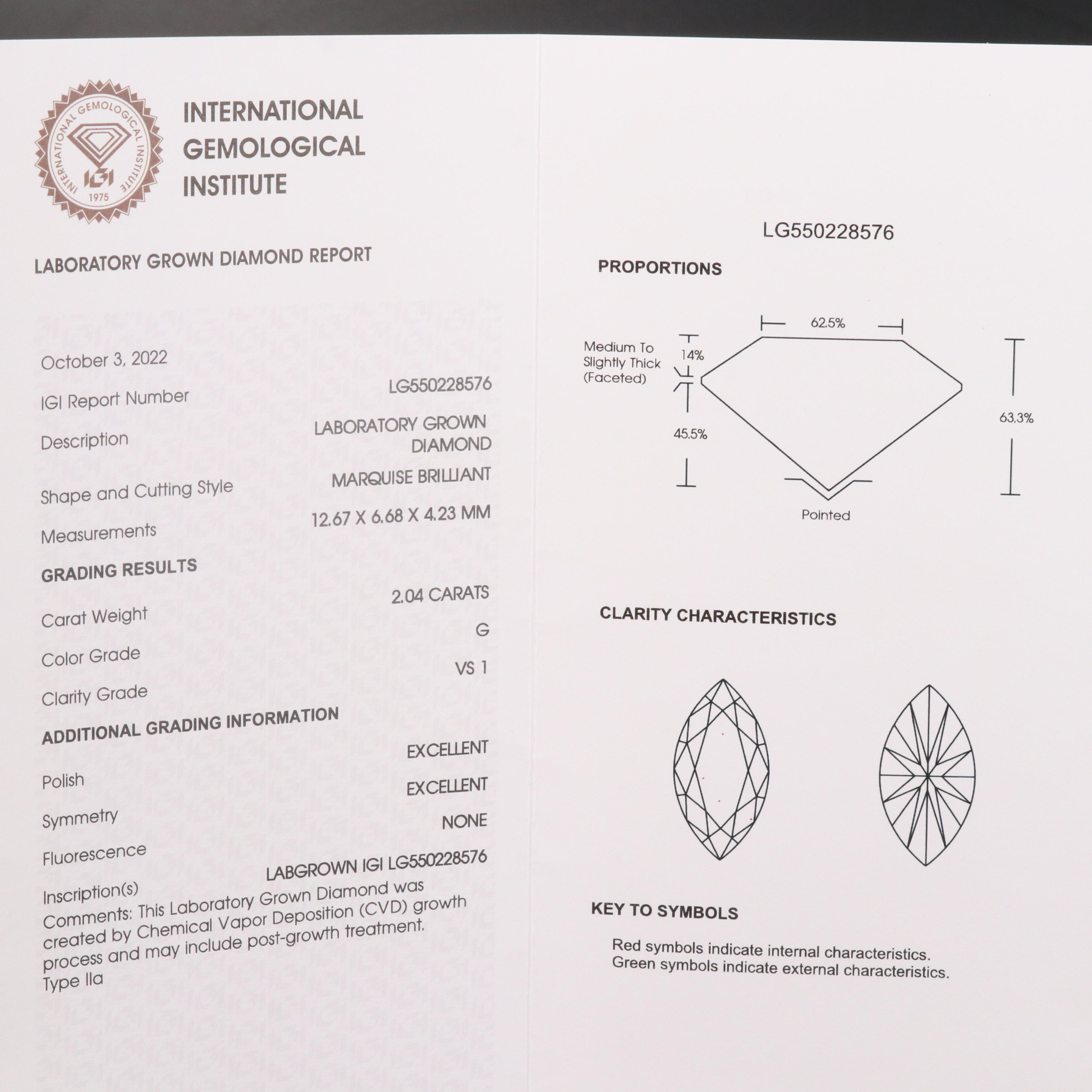 Loose 2.04 CT Lab Grown Diamond with IGI Report | EBTH