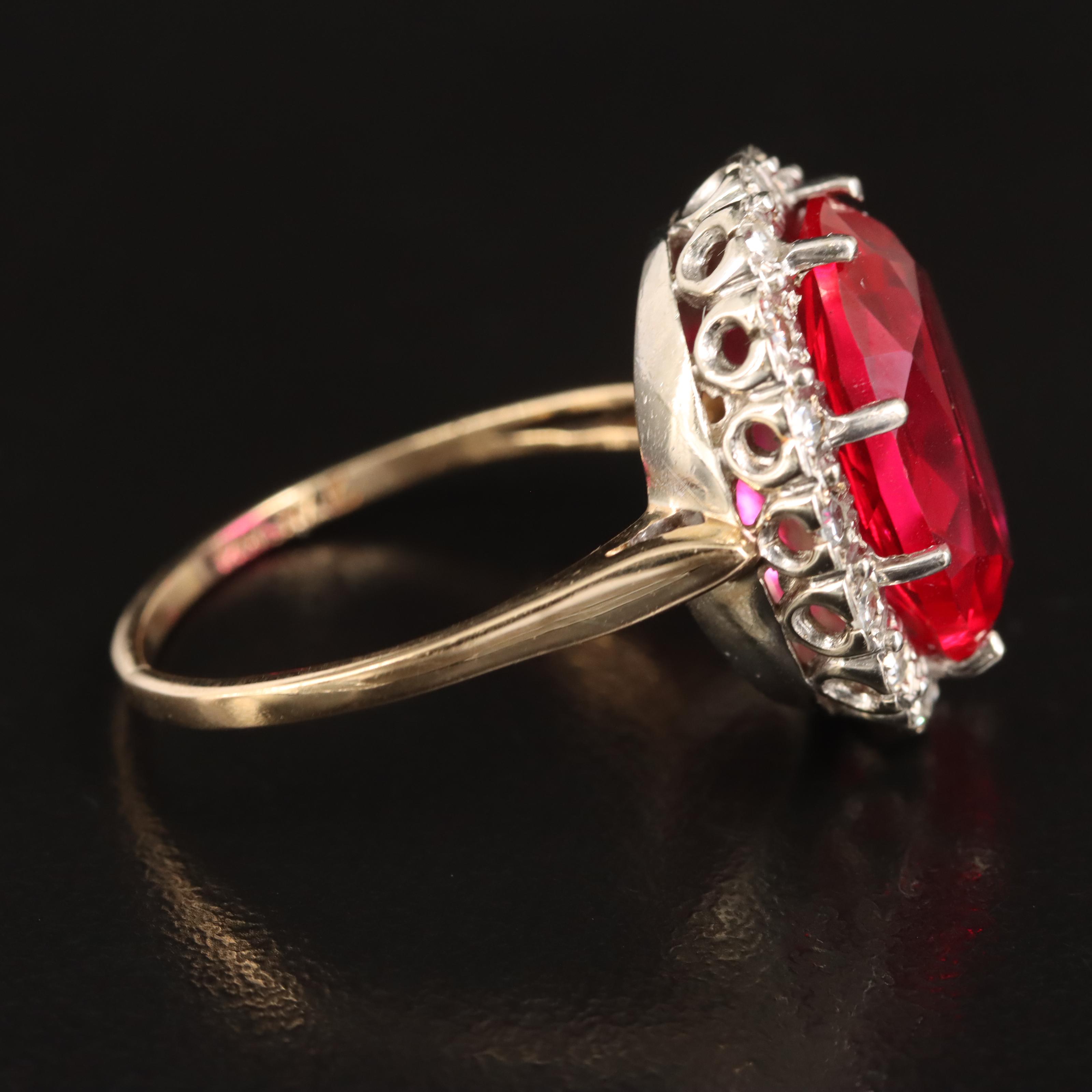 14K Ruby Ring with Diamond Halo | EBTH
