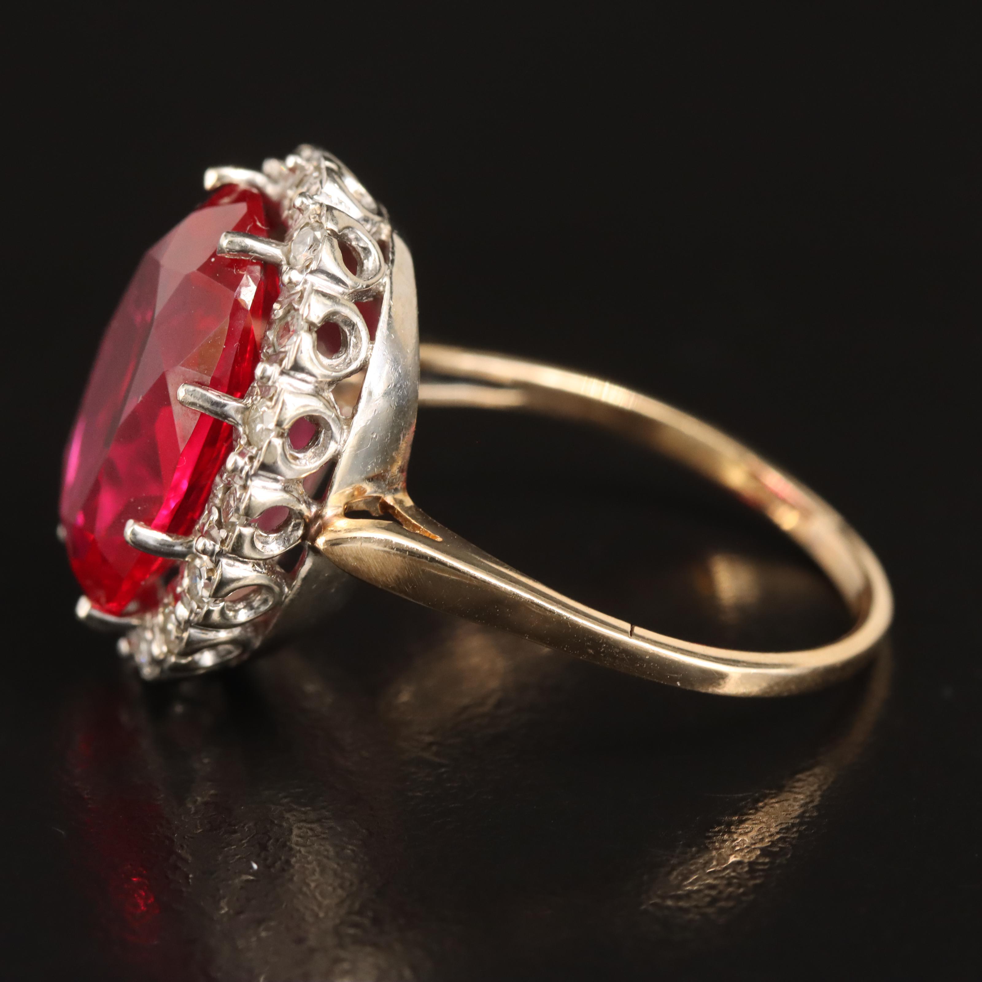 14K Ruby Ring with Diamond Halo | EBTH