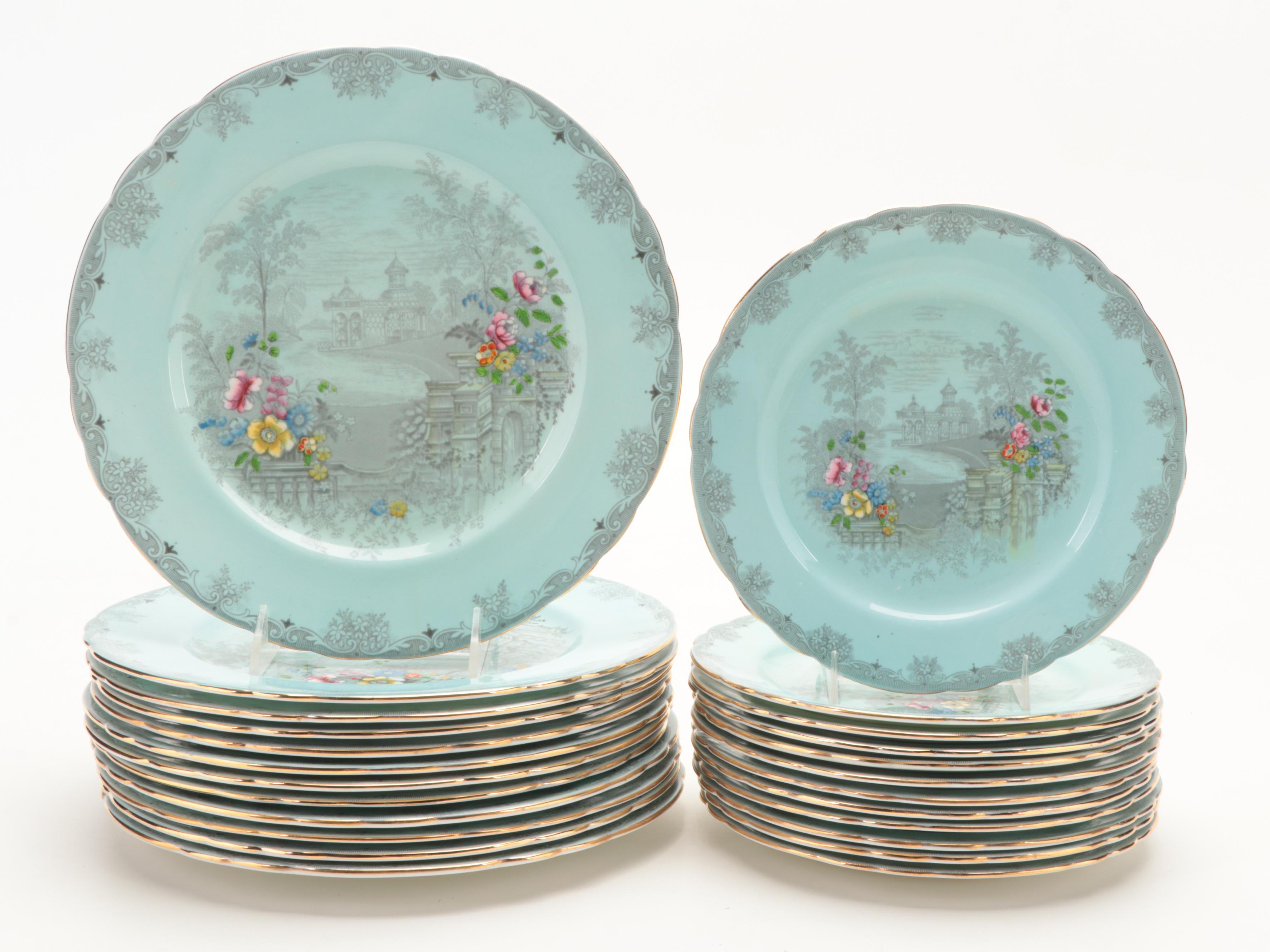 Aynsley English Bone China "Queen's Garden" Dinnerware, Mid-20th ...
