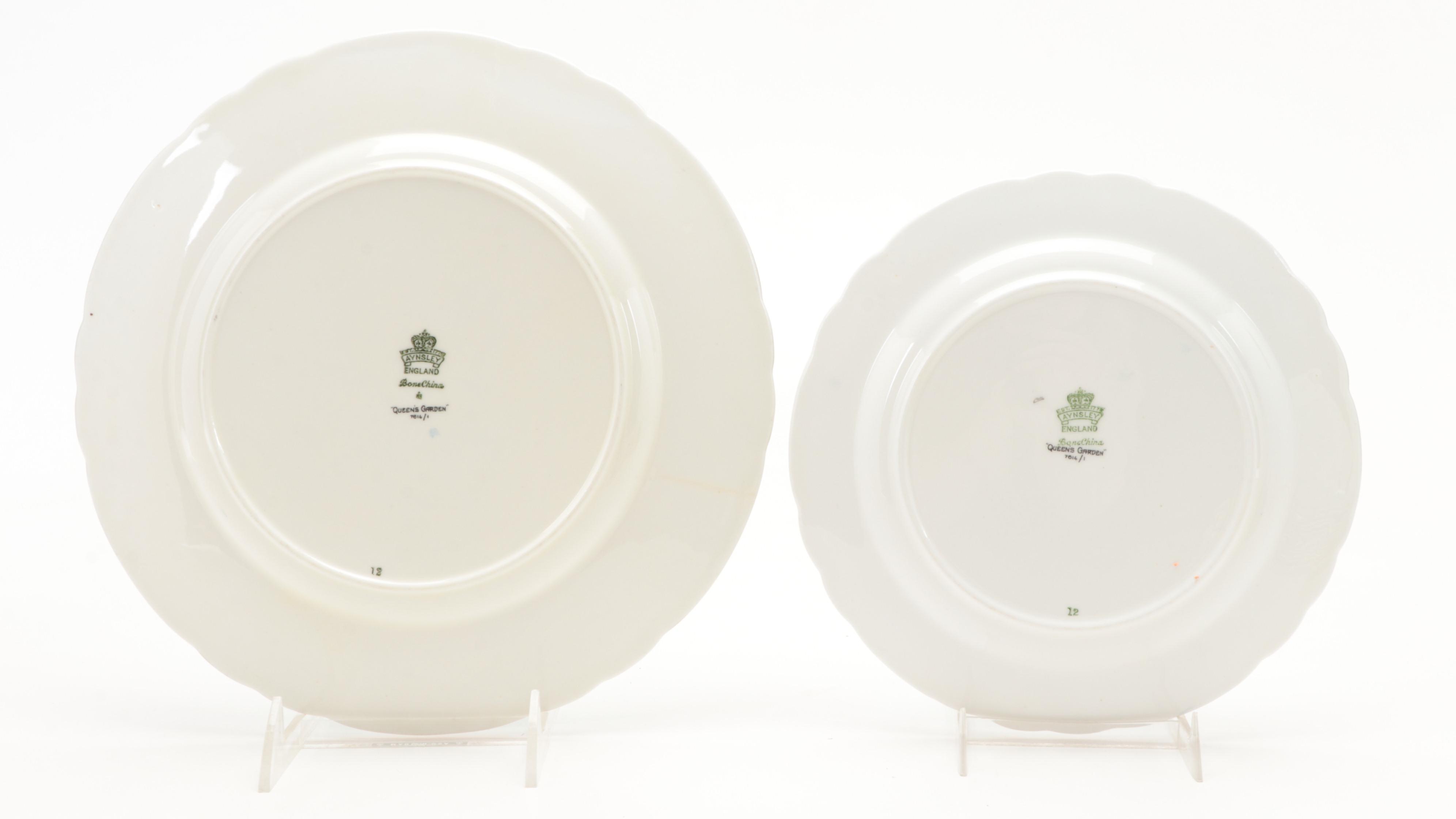 Aynsley English Bone China "Queen's Garden" Dinnerware, Mid-20th ...