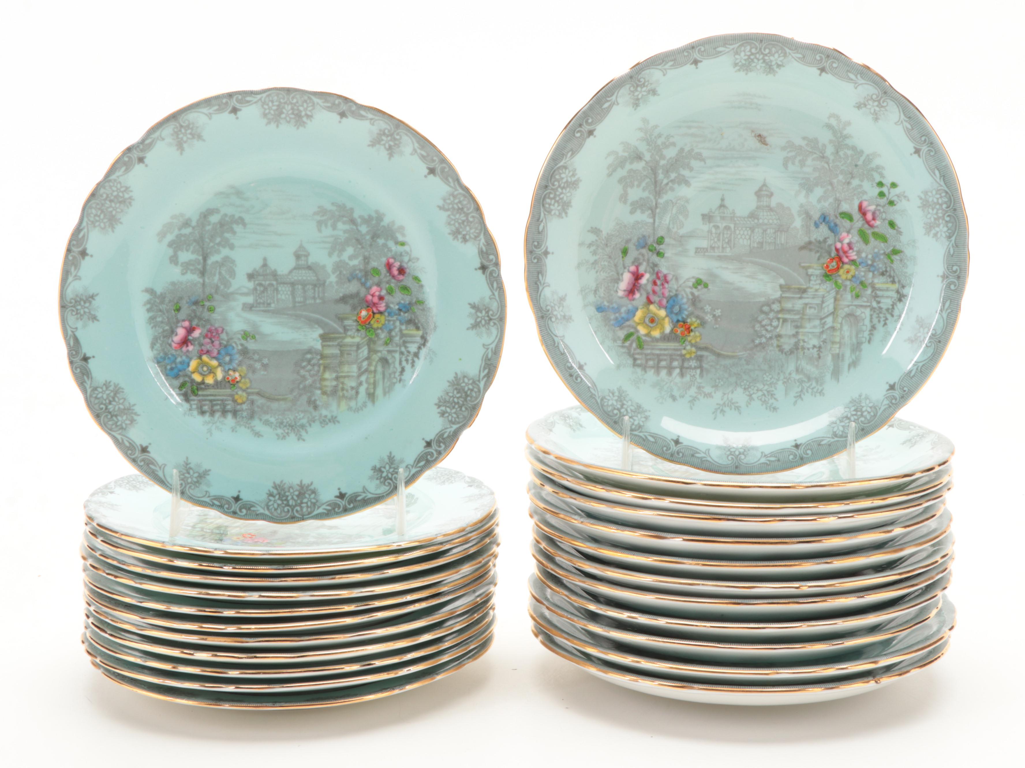 Aynsley English Bone China "Queen's Garden" Dinnerware, Mid-20th ...