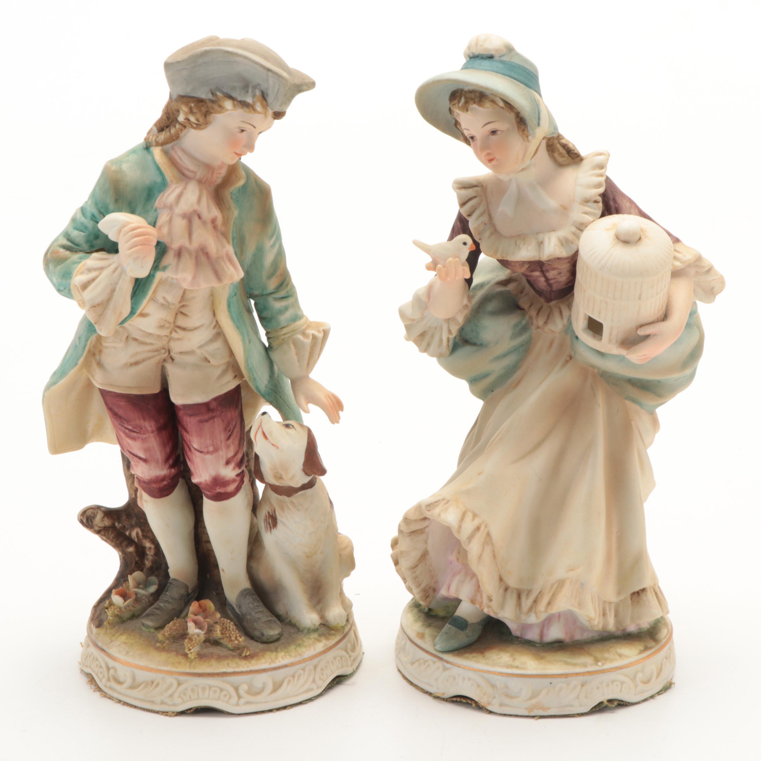 Lefton "Albert" and "Victoria" with Other Bisque Porcelain Figurines | EBTH
