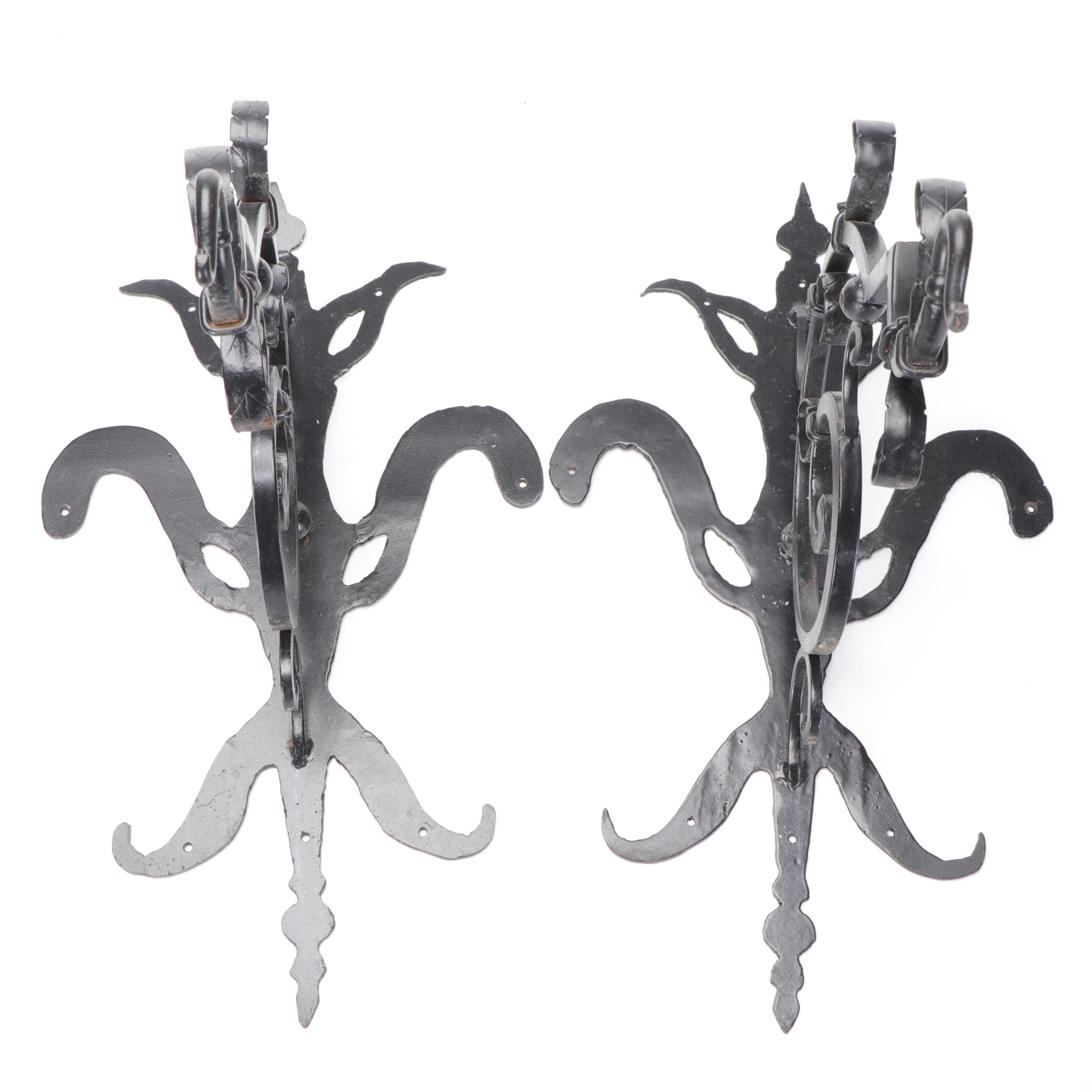 Gothic Style Wrought Iron Wall Mounted Hooks | EBTH