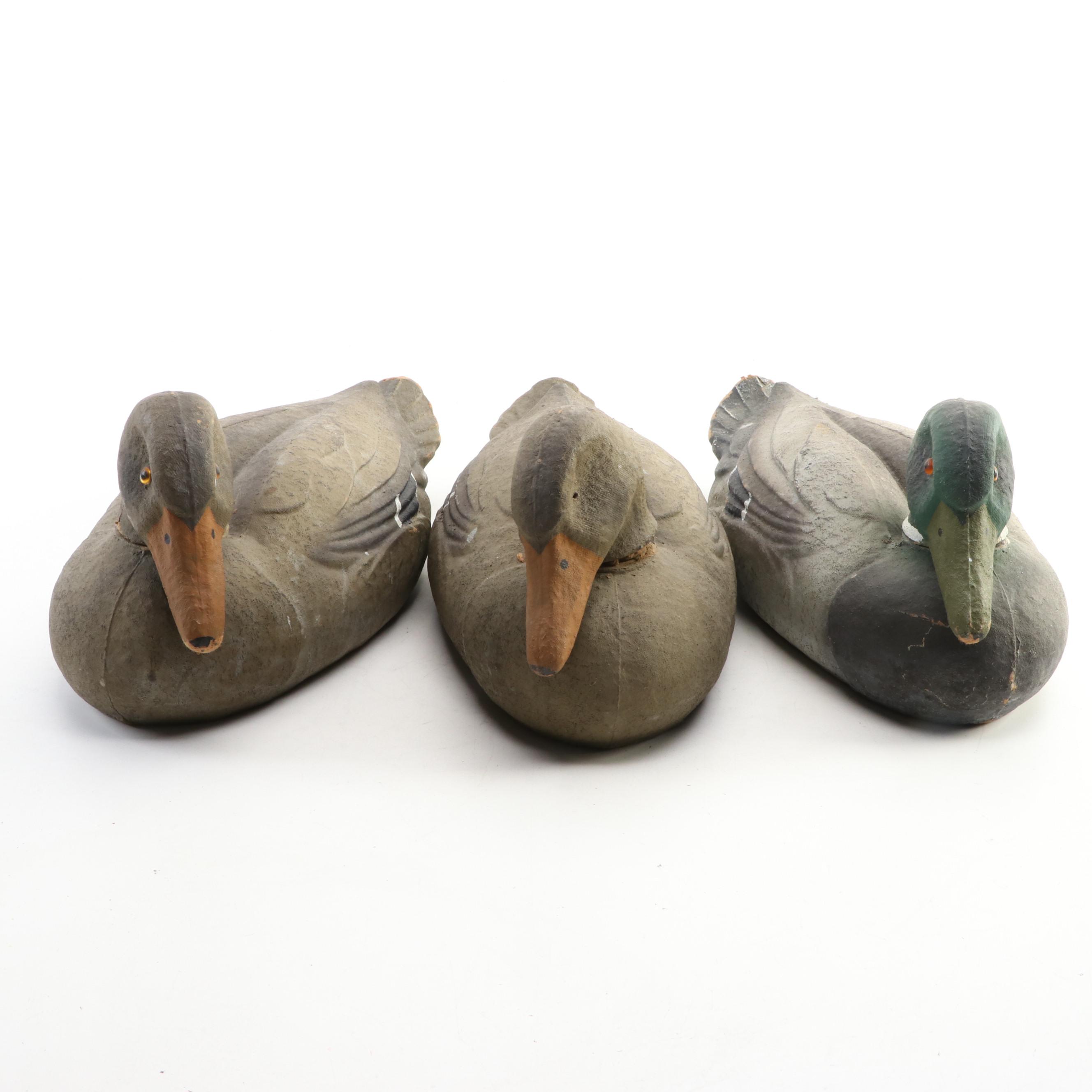 Carry-Lite Papier-mâché Duck Decoys with Glass Eyes, Mid-20th Century ...