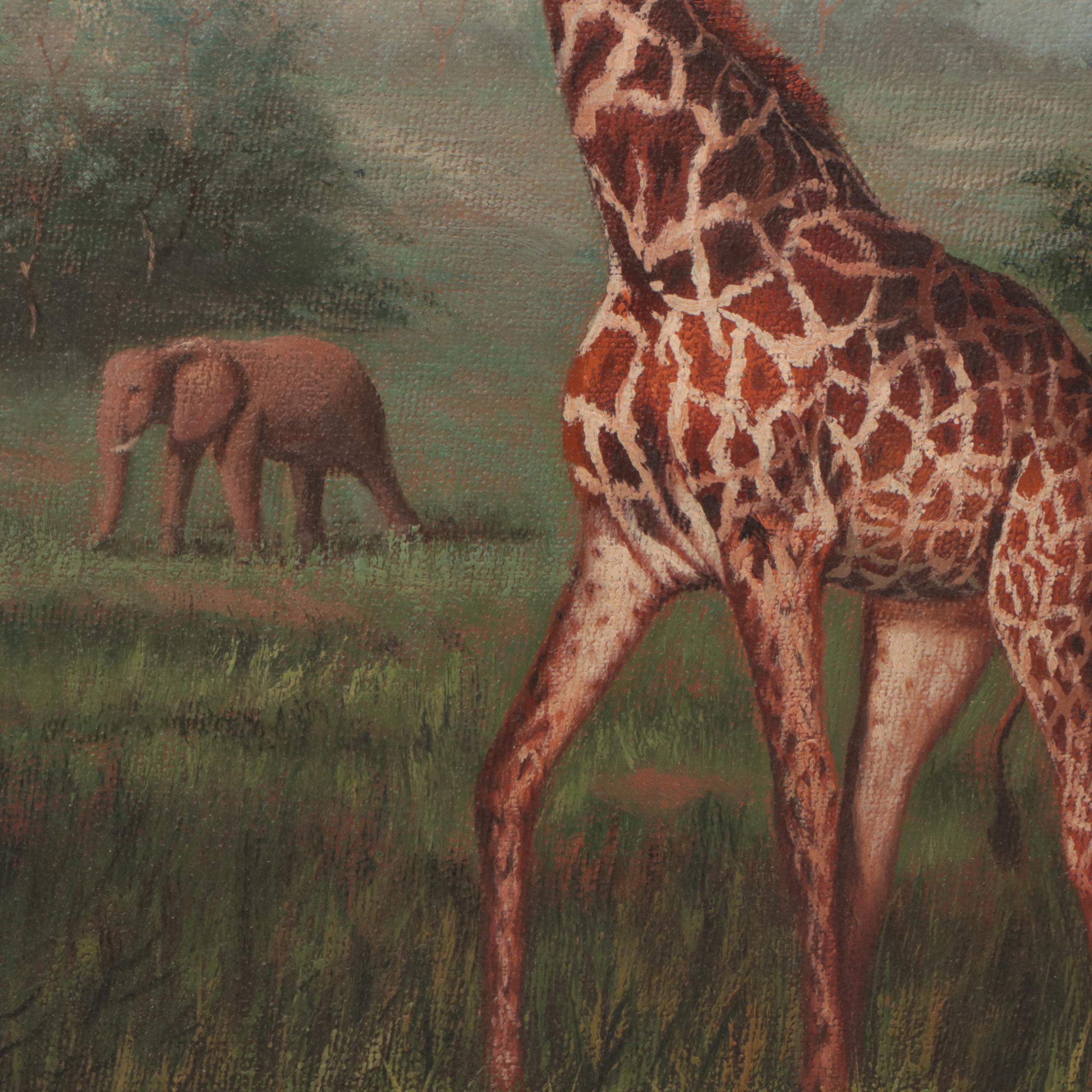 Oil Painting of Giraffe in Landscape | EBTH