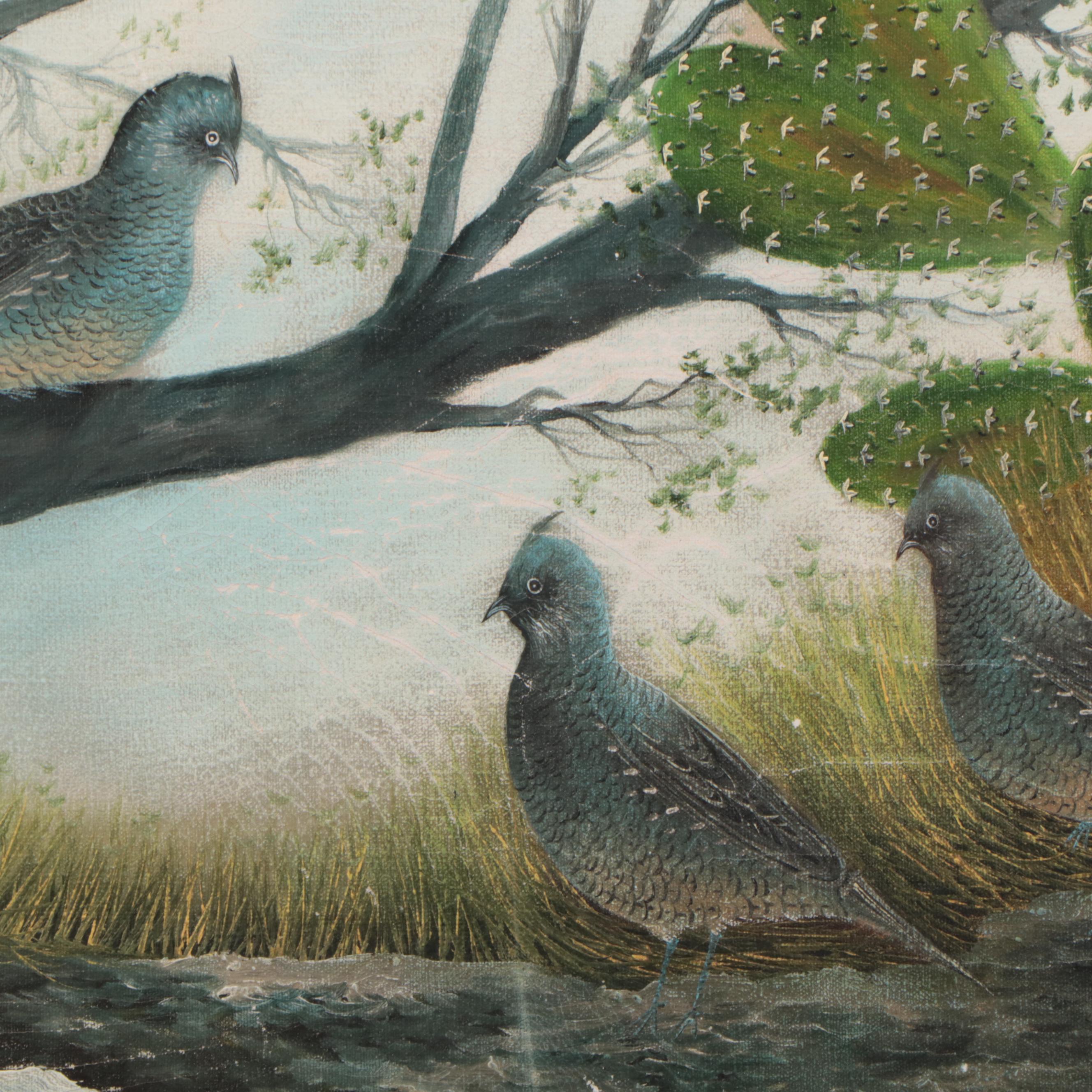 Copeland Oil Painting of Quails in Landscape | EBTH