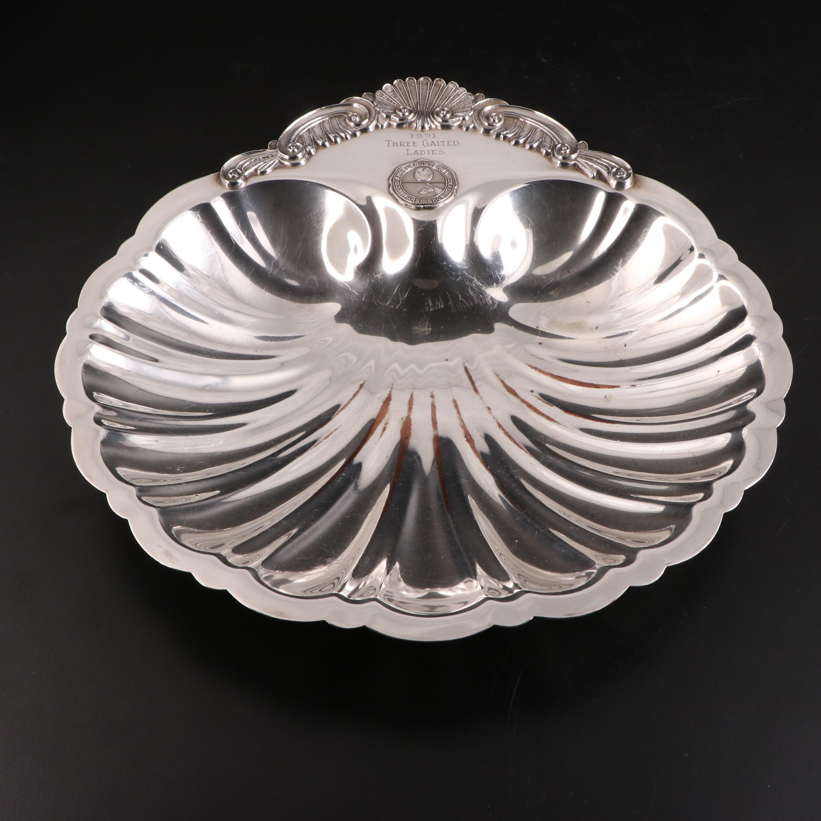 Dodge Silver Plate Horse Show Trophy Shell Form Serving Dishes, Mid ...
