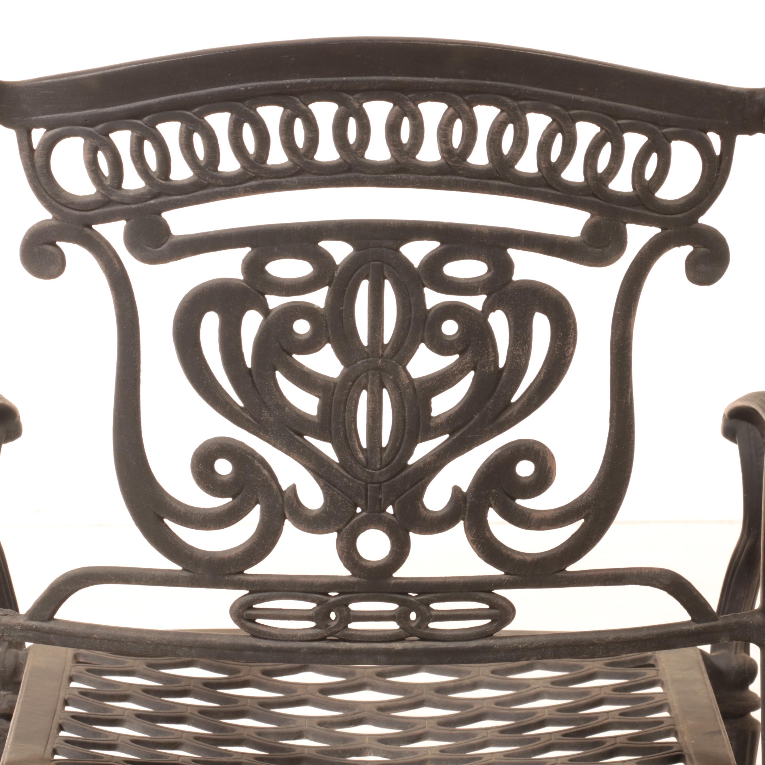 Eight-Piece Hanamint Patinated and Cast Aluminum Patio Dining Set | EBTH