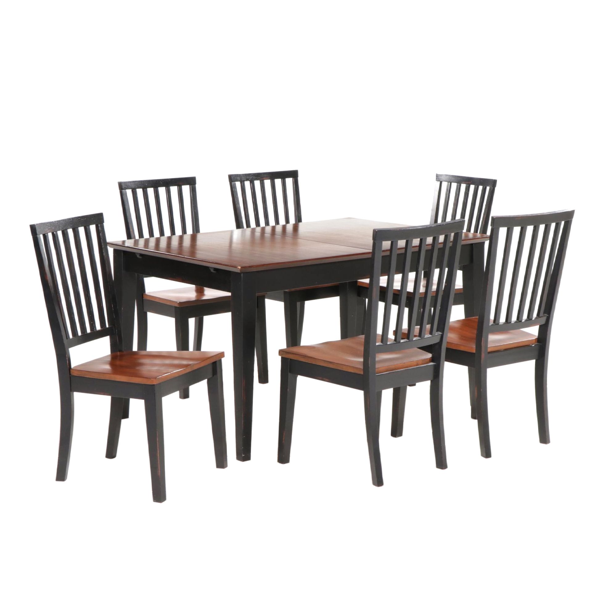American Primitive Style Parcel-Ebonized Seven-Piece Dining Set | EBTH