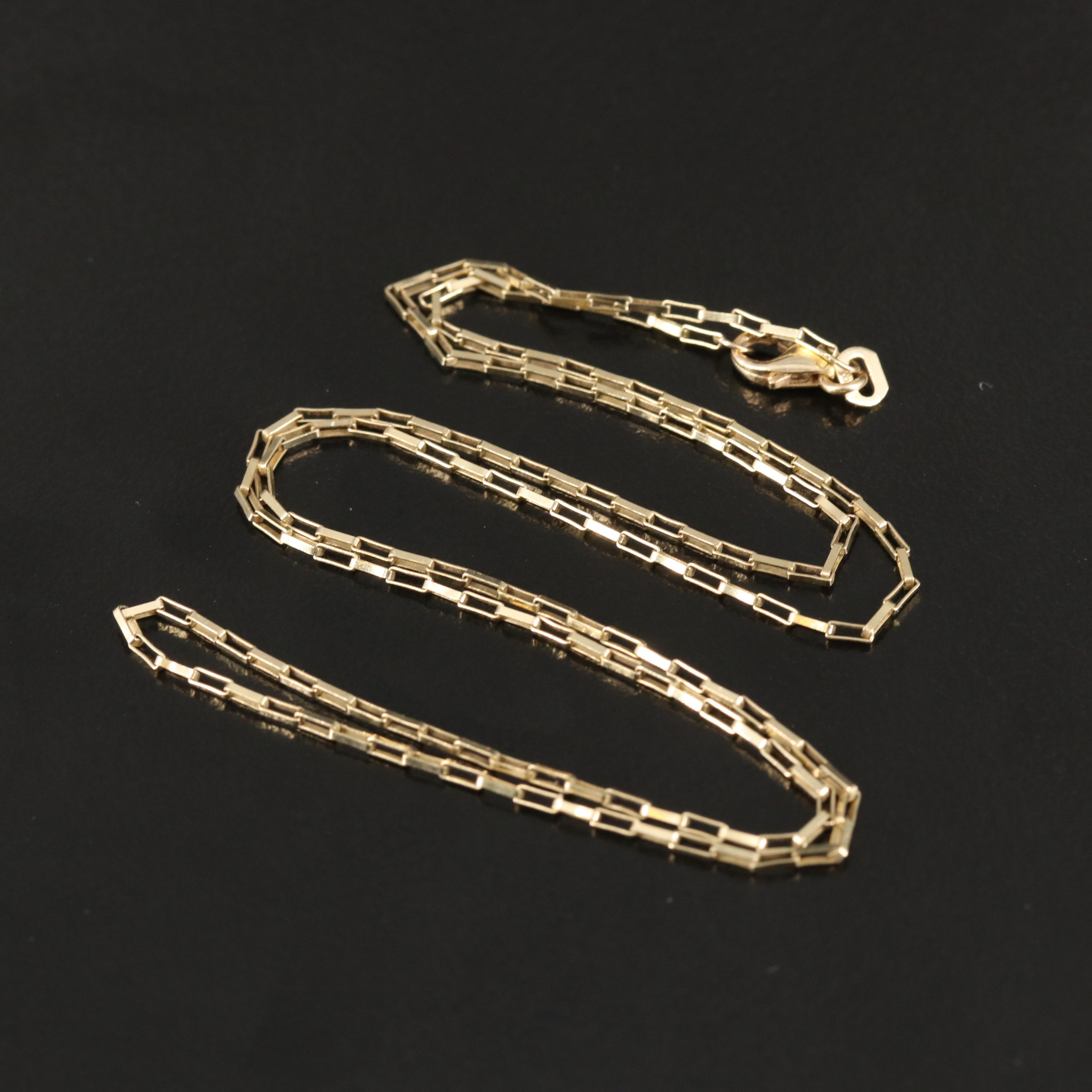 14K Elongated Box Chain Neklace | EBTH