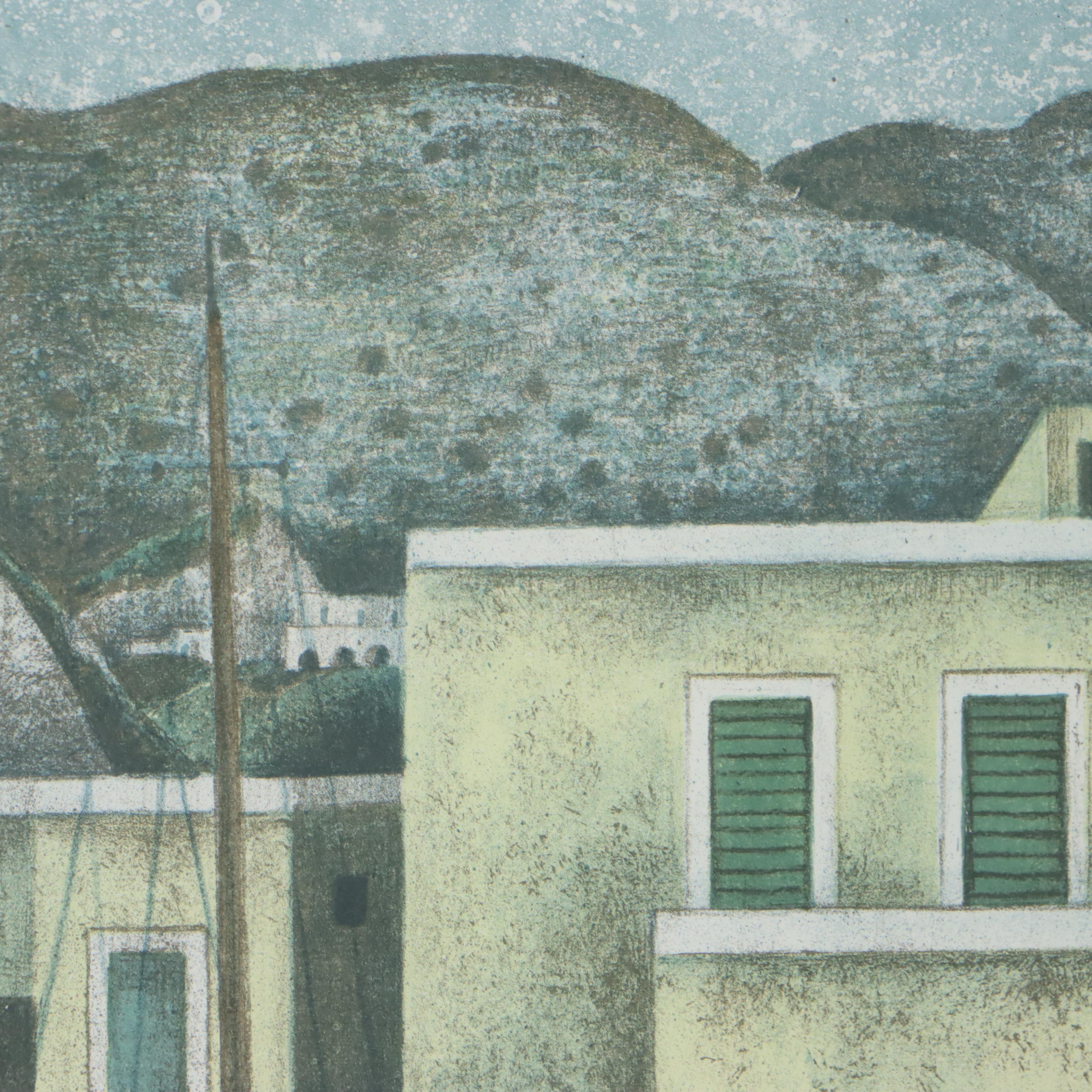 Herbert Breiter Village Scape Lithograph, 1969 | EBTH