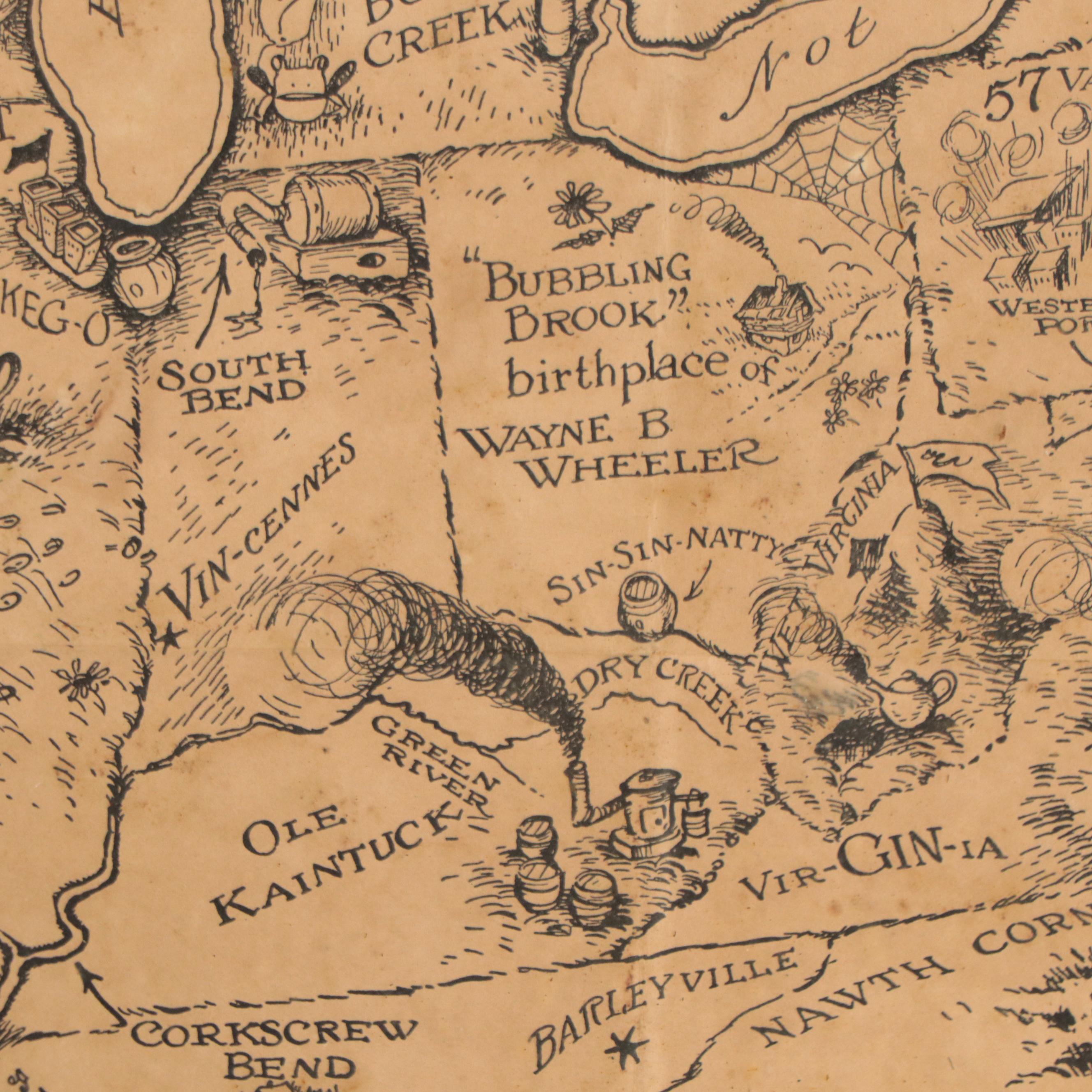 Pictoral Lithographic Map "Bootlegger's Map of the United States" | EBTH