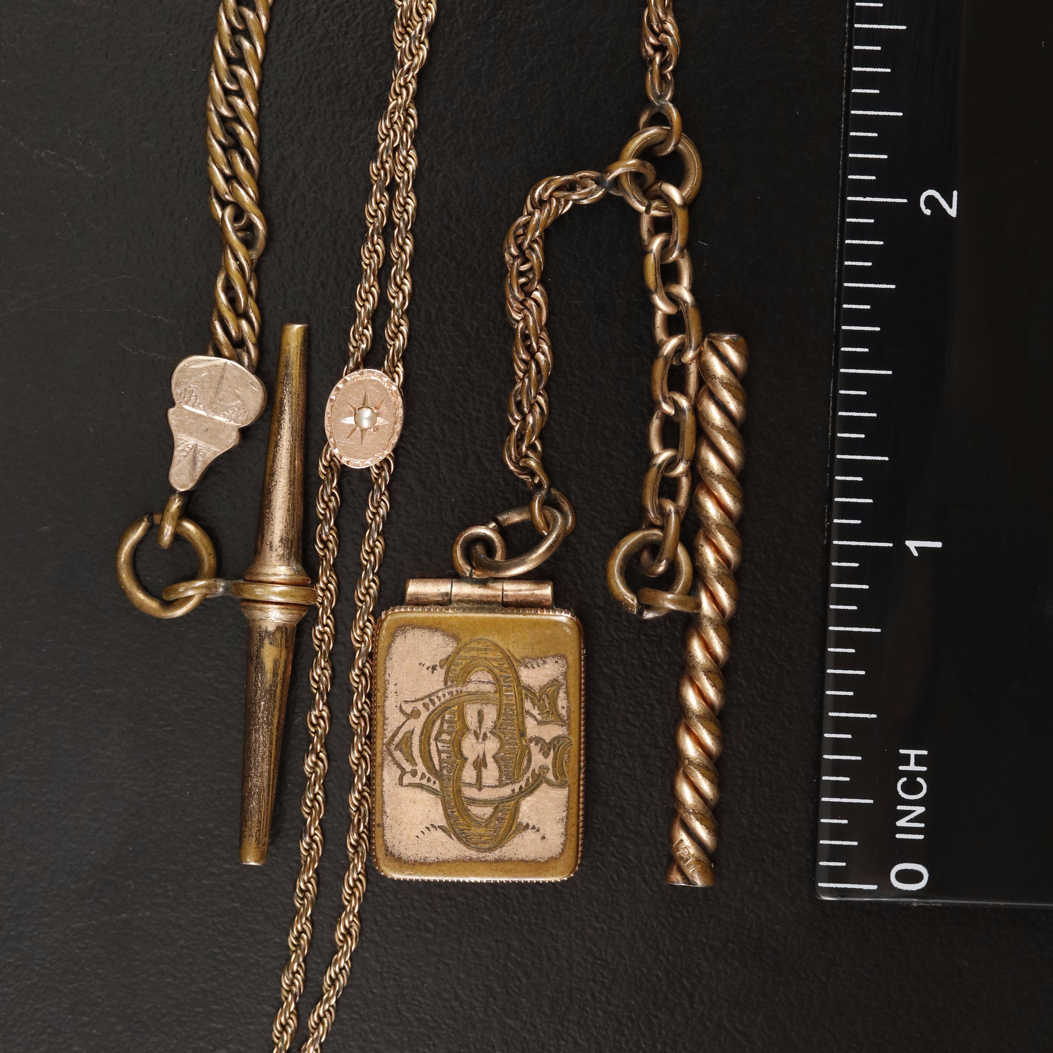 Victorian Watch Chains Including 10K, Locket and Seed Pearls | EBTH