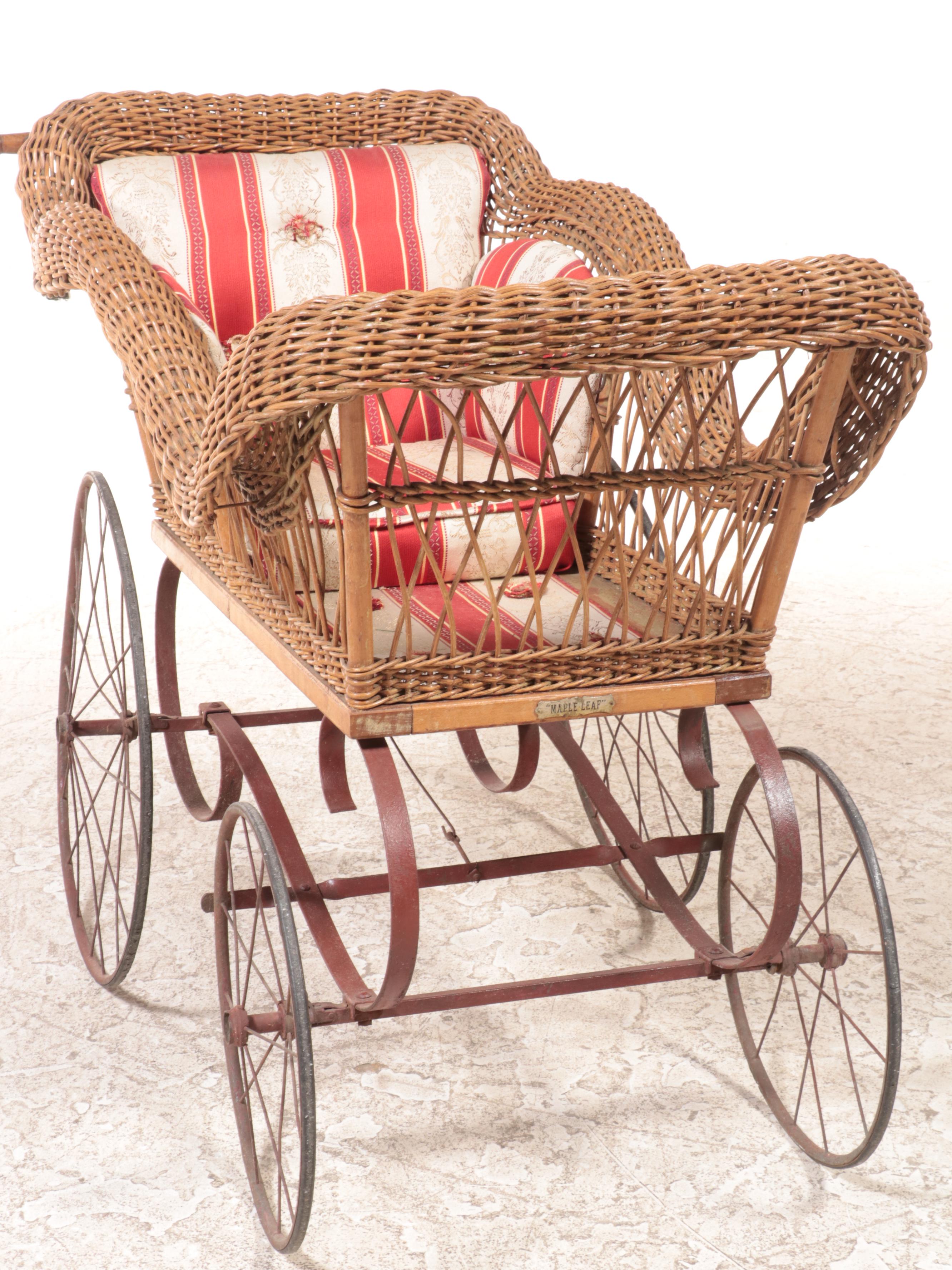 Victorian "Maple Leaf" Iron and Wicker Carriage | EBTH